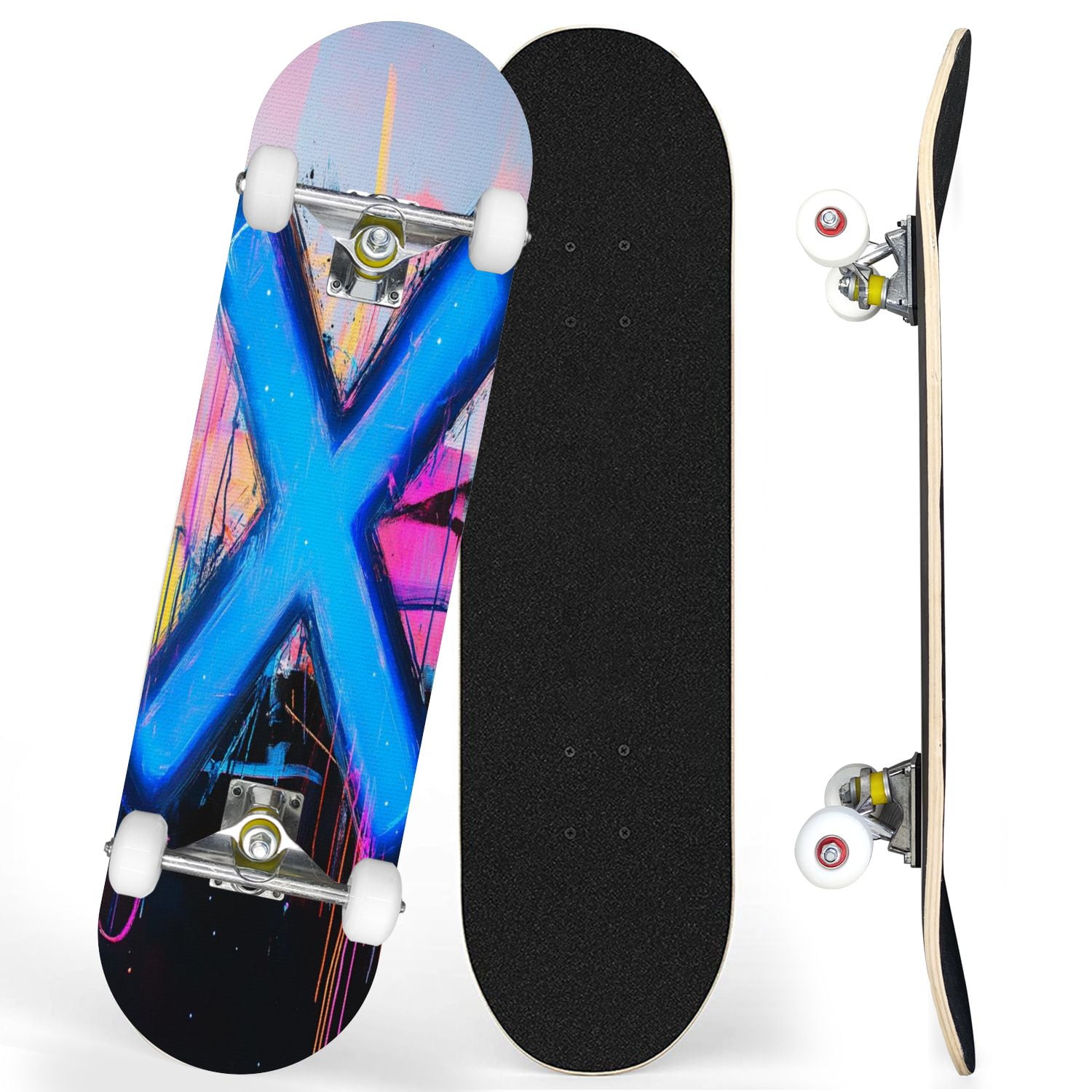 Complete Skateboards for Beginners,7 Layer Canadian Maple Double Kick ...