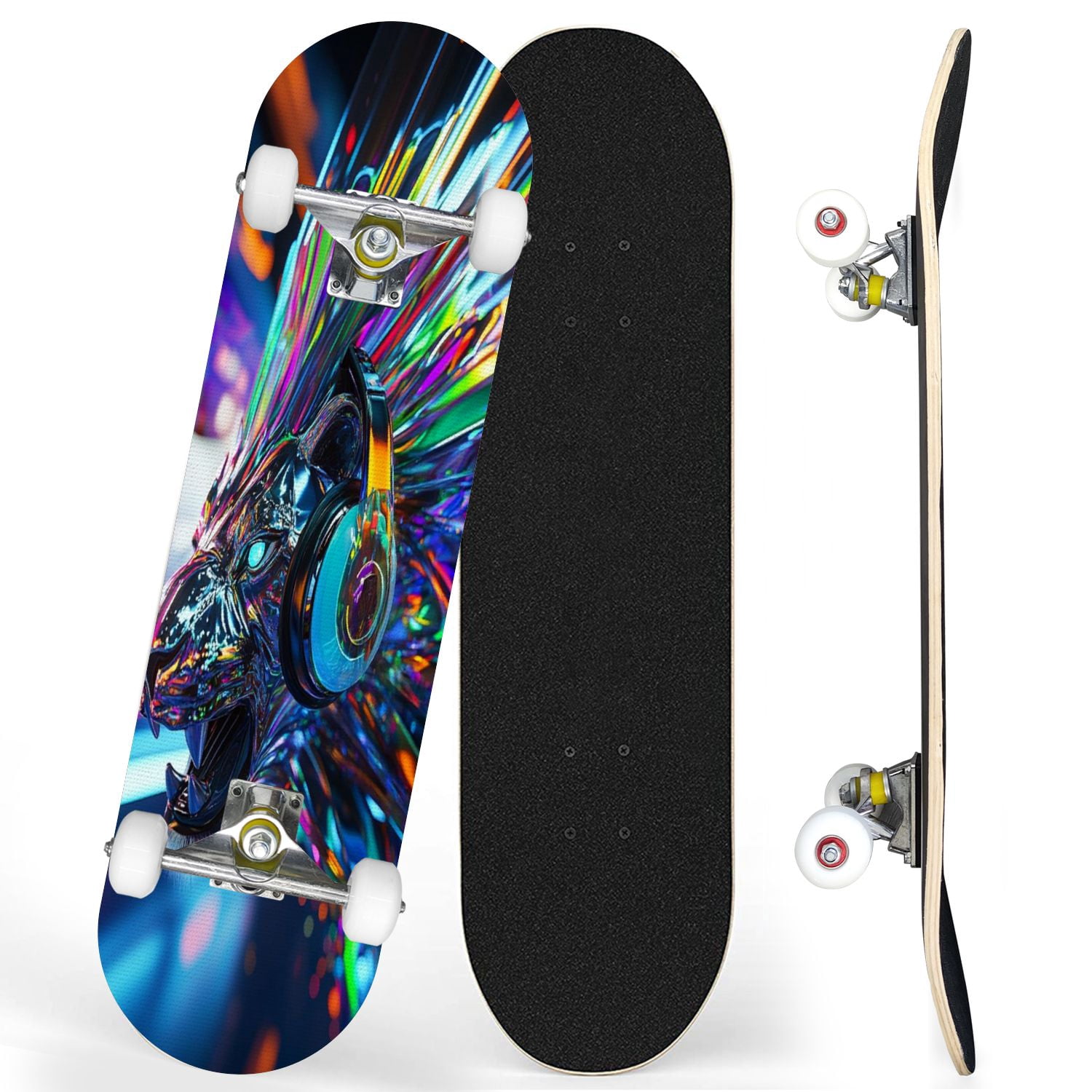 Complete Skateboards for Beginners,7 Layer Canadian Maple Double Kick ...