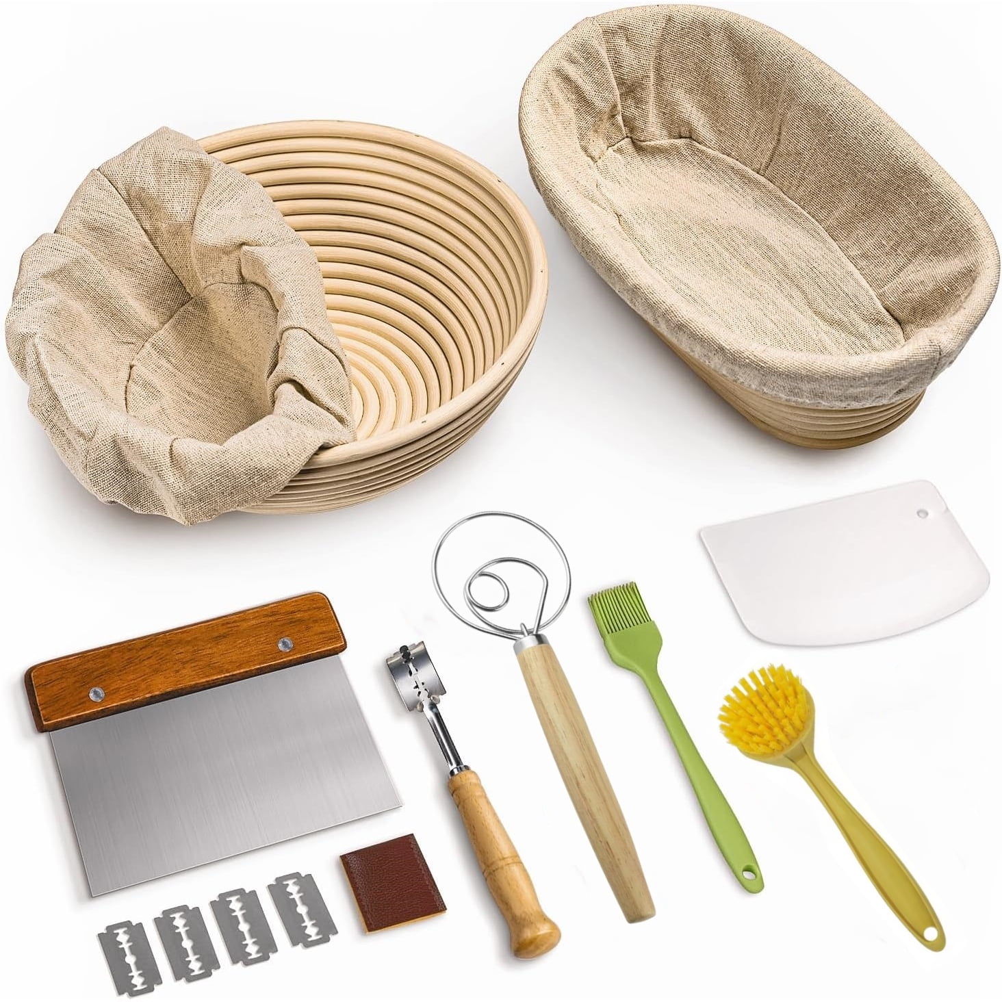 Complete Sourdough Bread Baking Set with 9-Inch Round and 10-Inch Oval ...