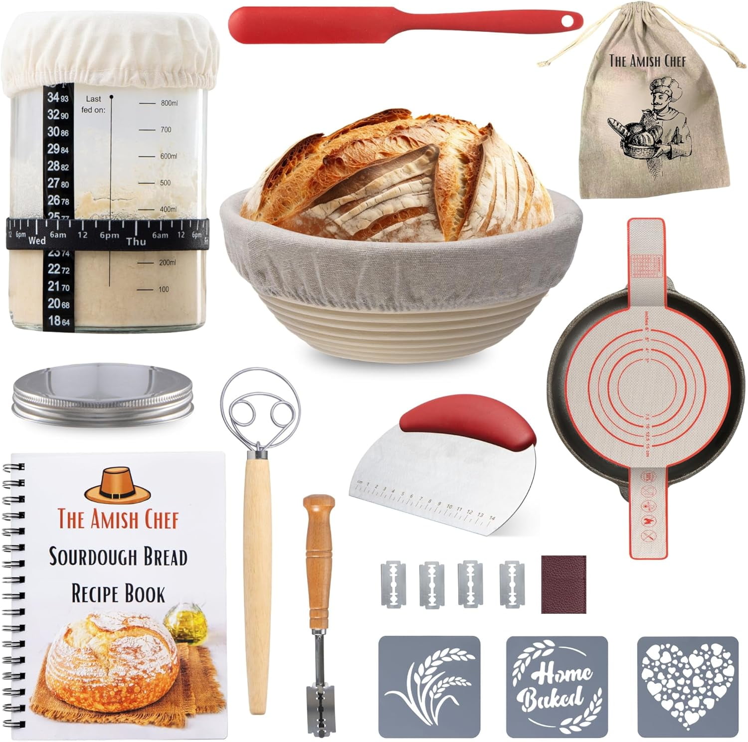 Complete Sourdough Bread Starter Kit, Glass Sourdough Starter Jar Kit ...