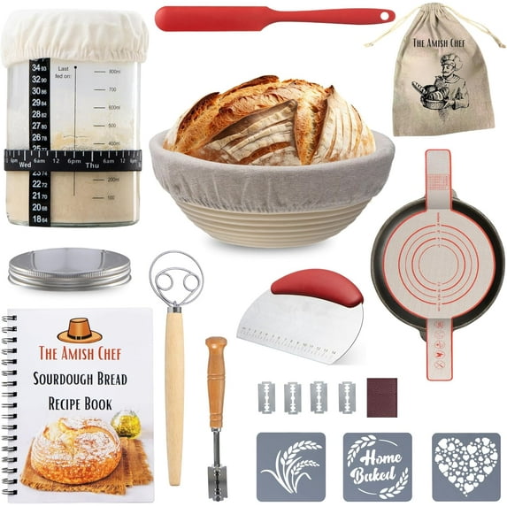 Complete Sourdough Bread Starter Kit, Glass Sourdough Starter Jar Kit ...