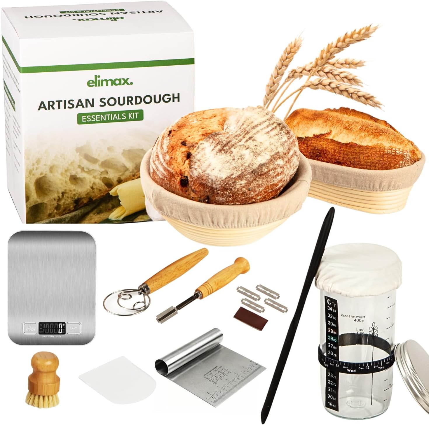 Complete Sourdough Starter Kit, Sour Dough Bread Baking Supplies with ...