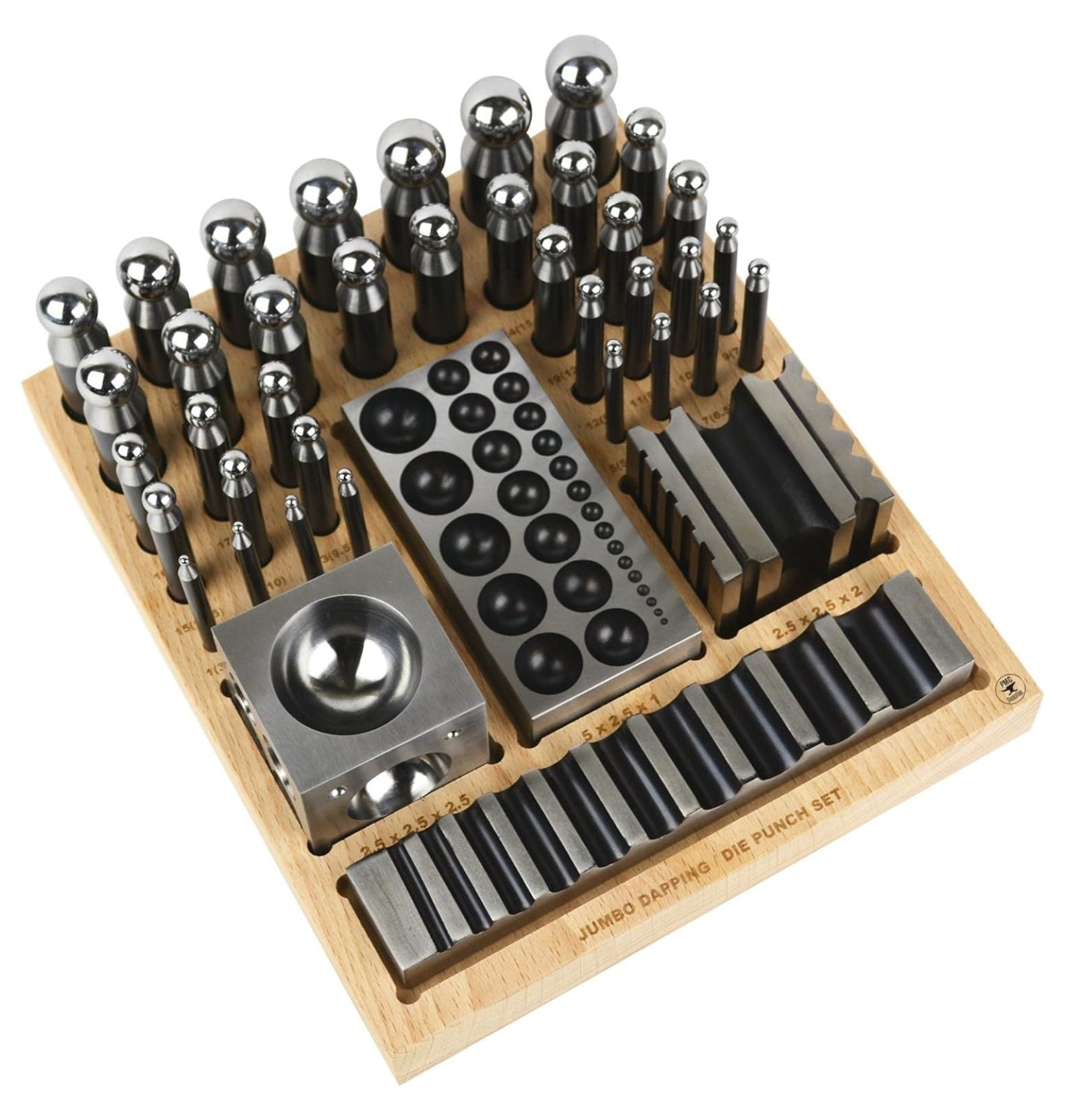 Complete Steel Dapping Doming Punch Set with Wooden Block Base Tool for ...