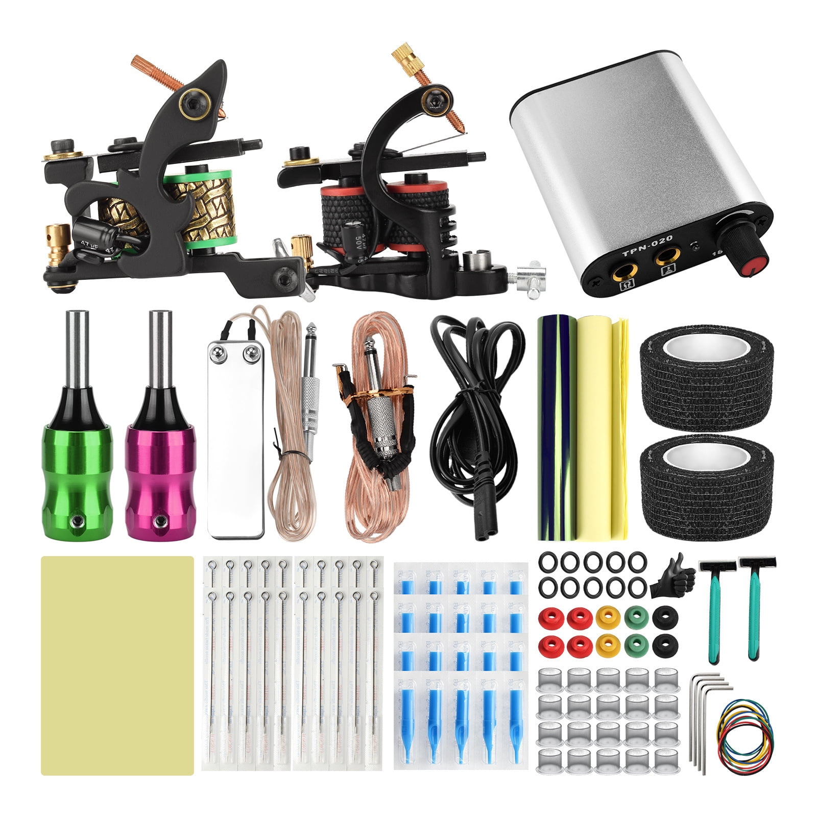 Complete Tättoo Machine Kit with Liner Shader Coil Machines, Mini Power ...