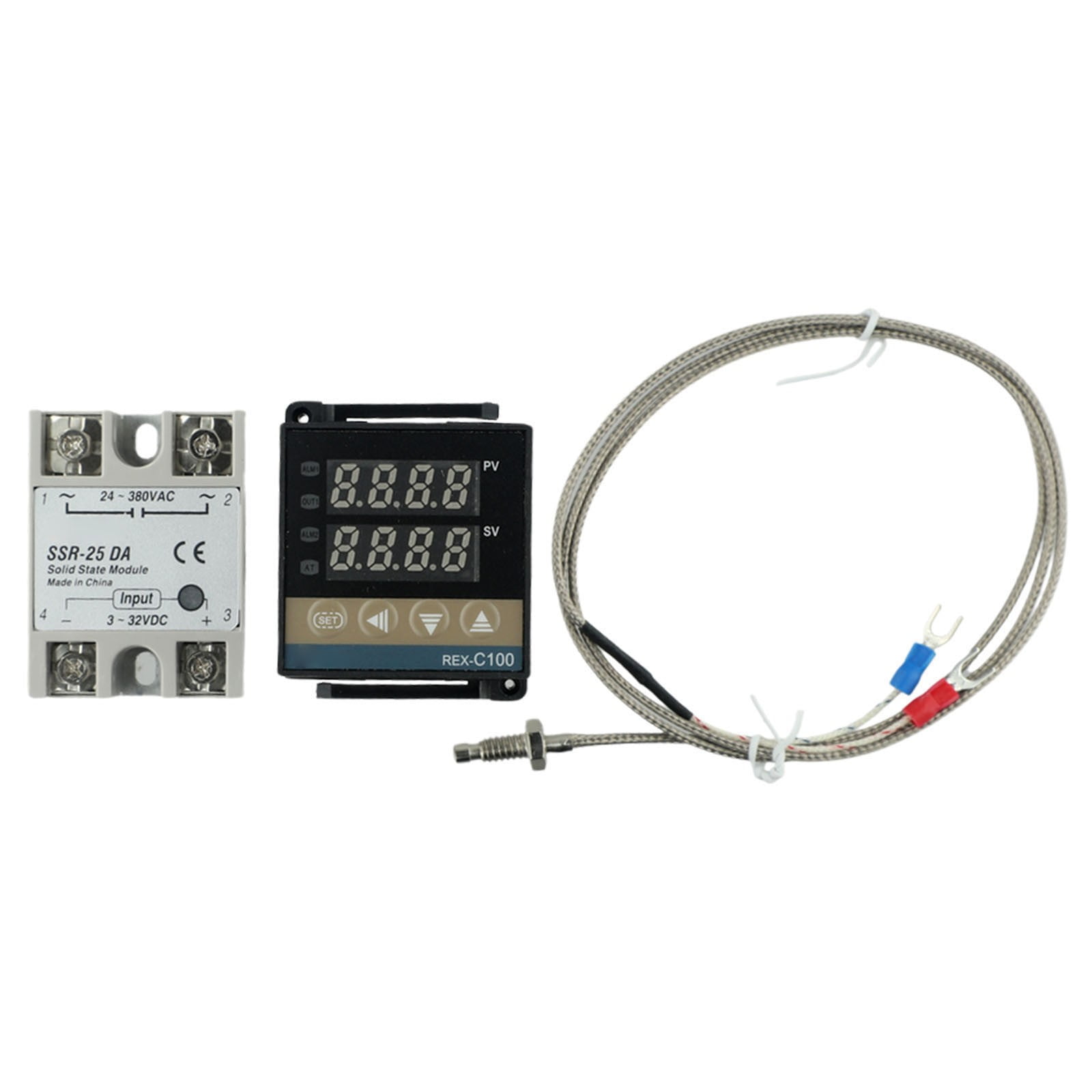 Complete Temperature Control Kit REX C100 PID Controller with 25DA SSR ...