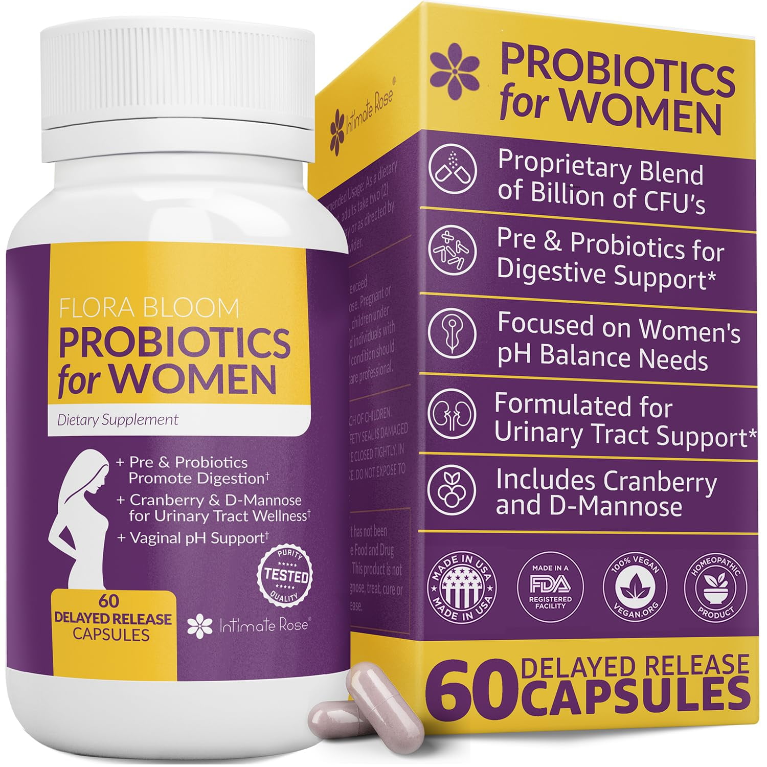 Complete Vaginal Probiotics for Women - w/Added Cranberry, D-mannose to ...