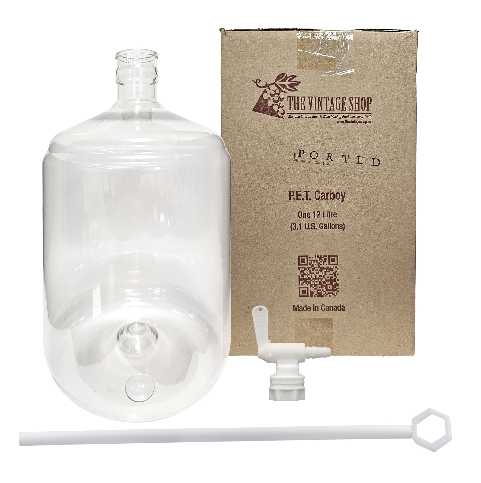Complete Vintage Shop 3 Gallon Ported Plastic Carboy with Spigot and ...