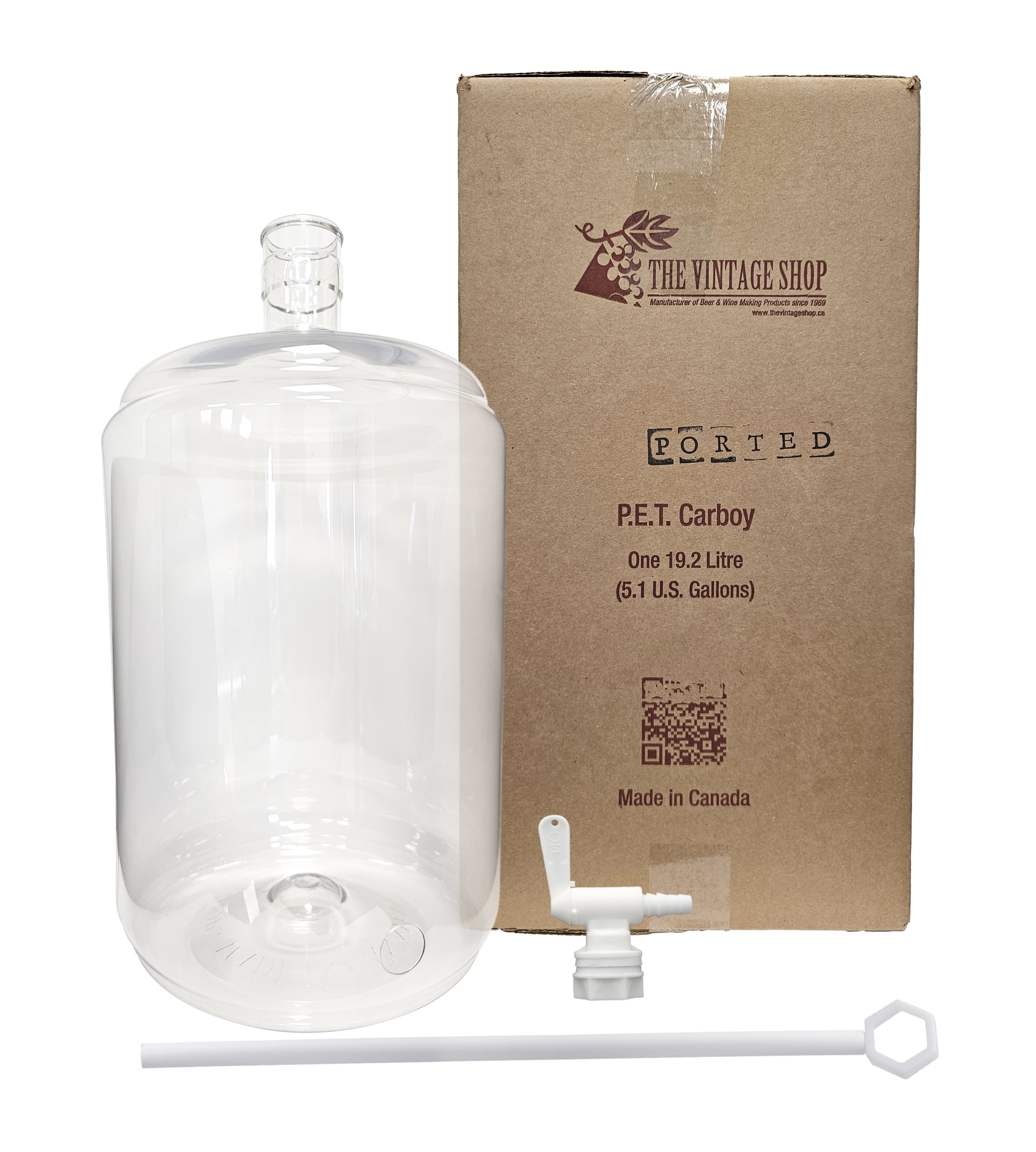 Complete Vintage Shop 5 Gallon Ported Plastic Carboy with Spigot and Wrench - Walmart.com