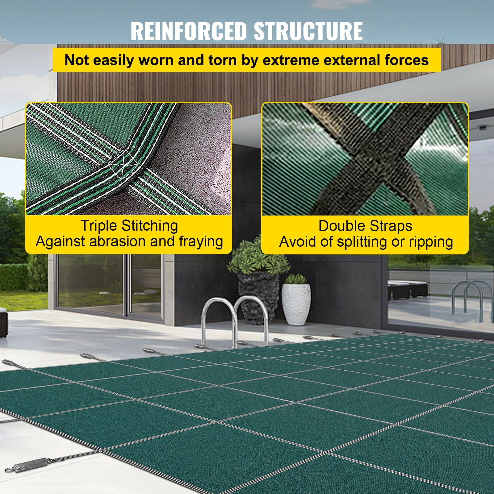 Complete Winter Pool Cover Kit | 16x30 ft Rectangle Safety Mesh Cover ...