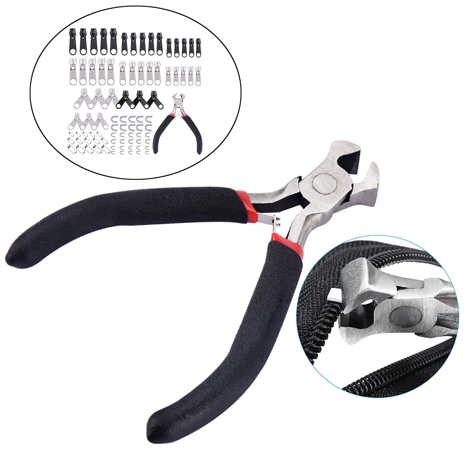Complete Zipper Repair Tool Kit Black and Silver Sliders, For Clothing ...
