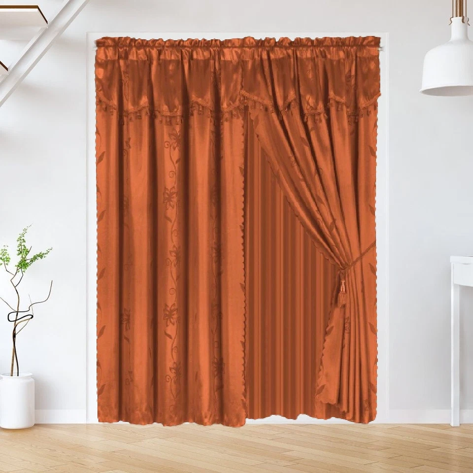 Orange Complete Lxury Window Curtain Set 2 Panels 60 " Wide X 84 ...
