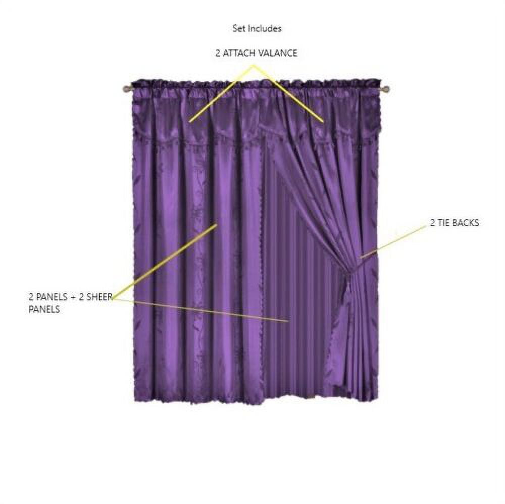 Complete luxury set 8 piece window curtain panels Nada Purple 120 ...