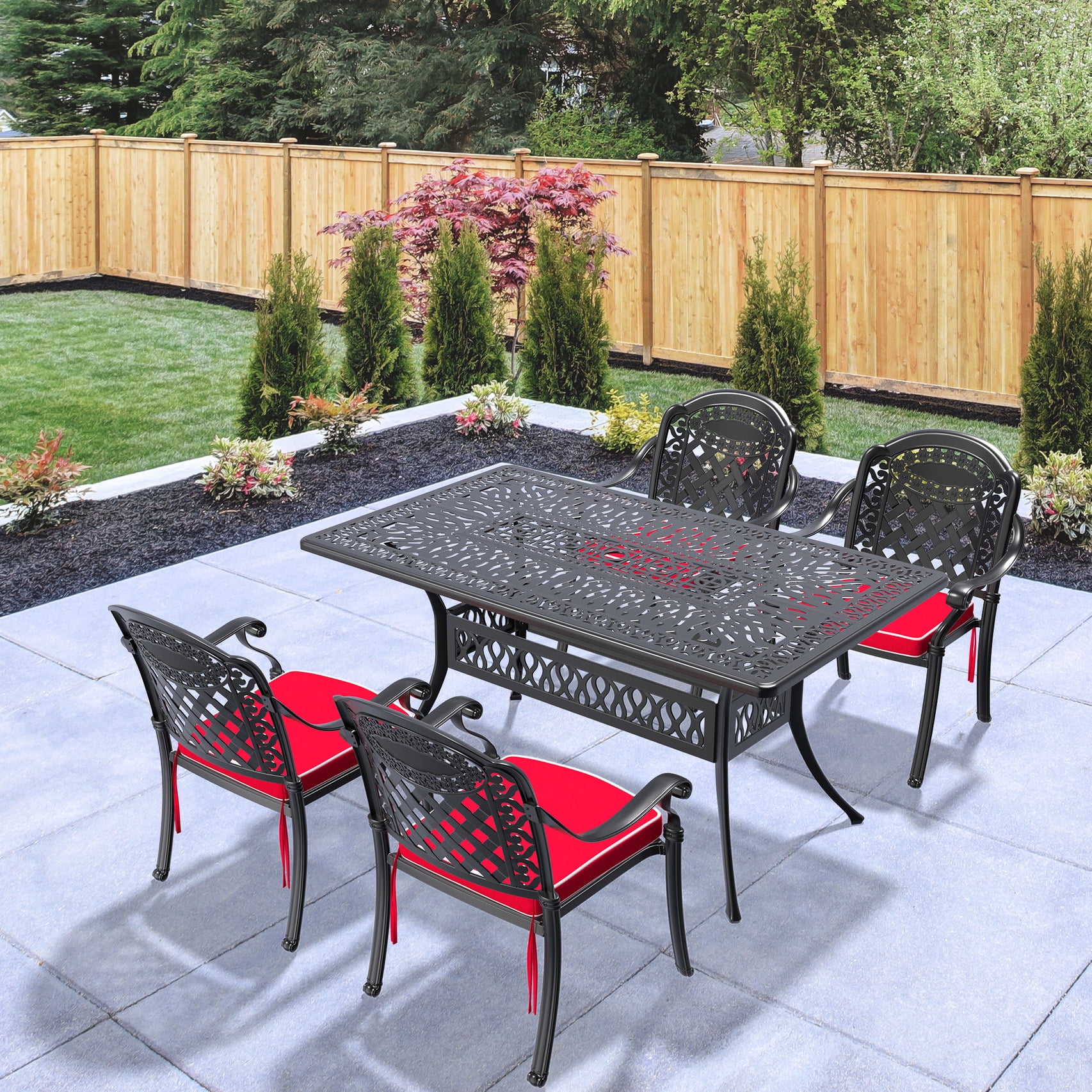 Complete patio set with sunproof cushions / Exquisite carved lines for ...