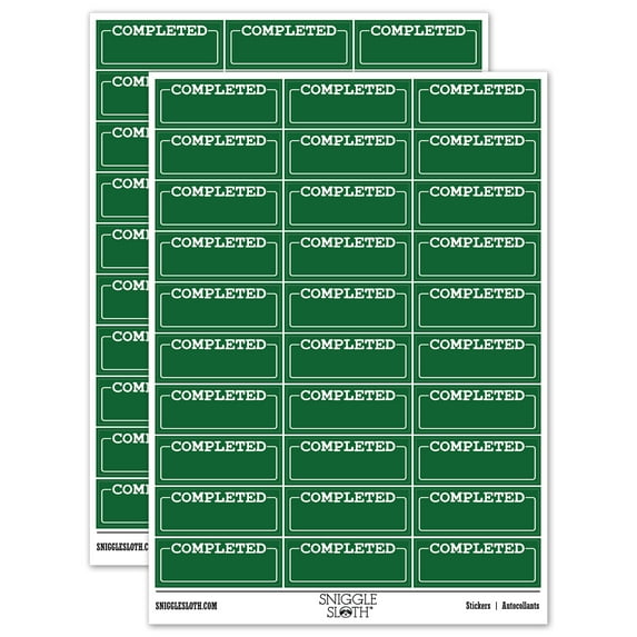 Completed Blank Box for Date Signature Sticker Set - Dark Green - Matte ...