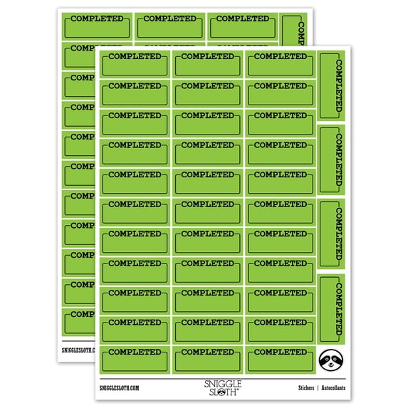 Completed Blank Box for Date Signature Sticker Set - Light Green ...