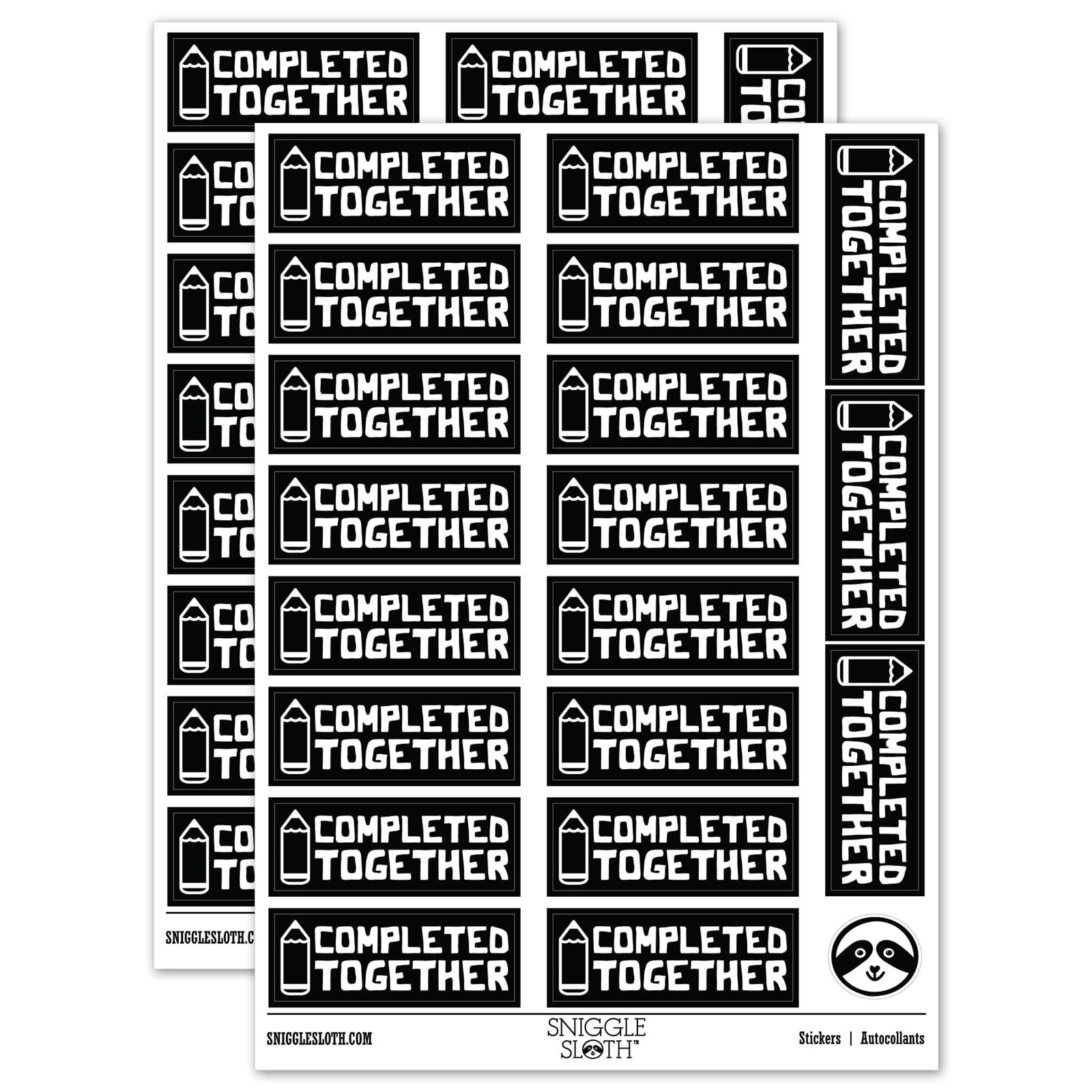 Completed Together Pencil Teacher Student School Sticker Set - Black ...