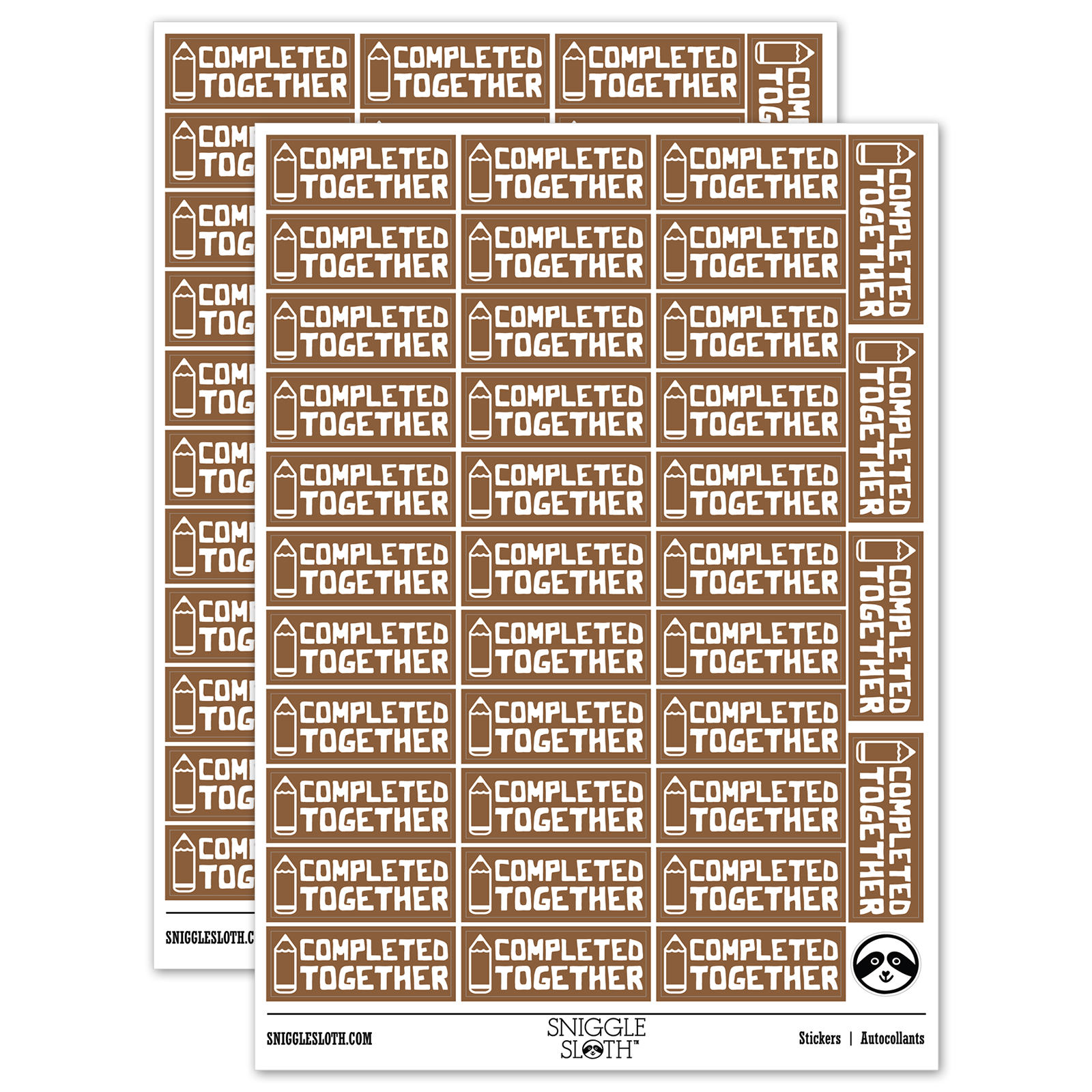 Completed Together Pencil Teacher Student School Sticker Set - Brown ...