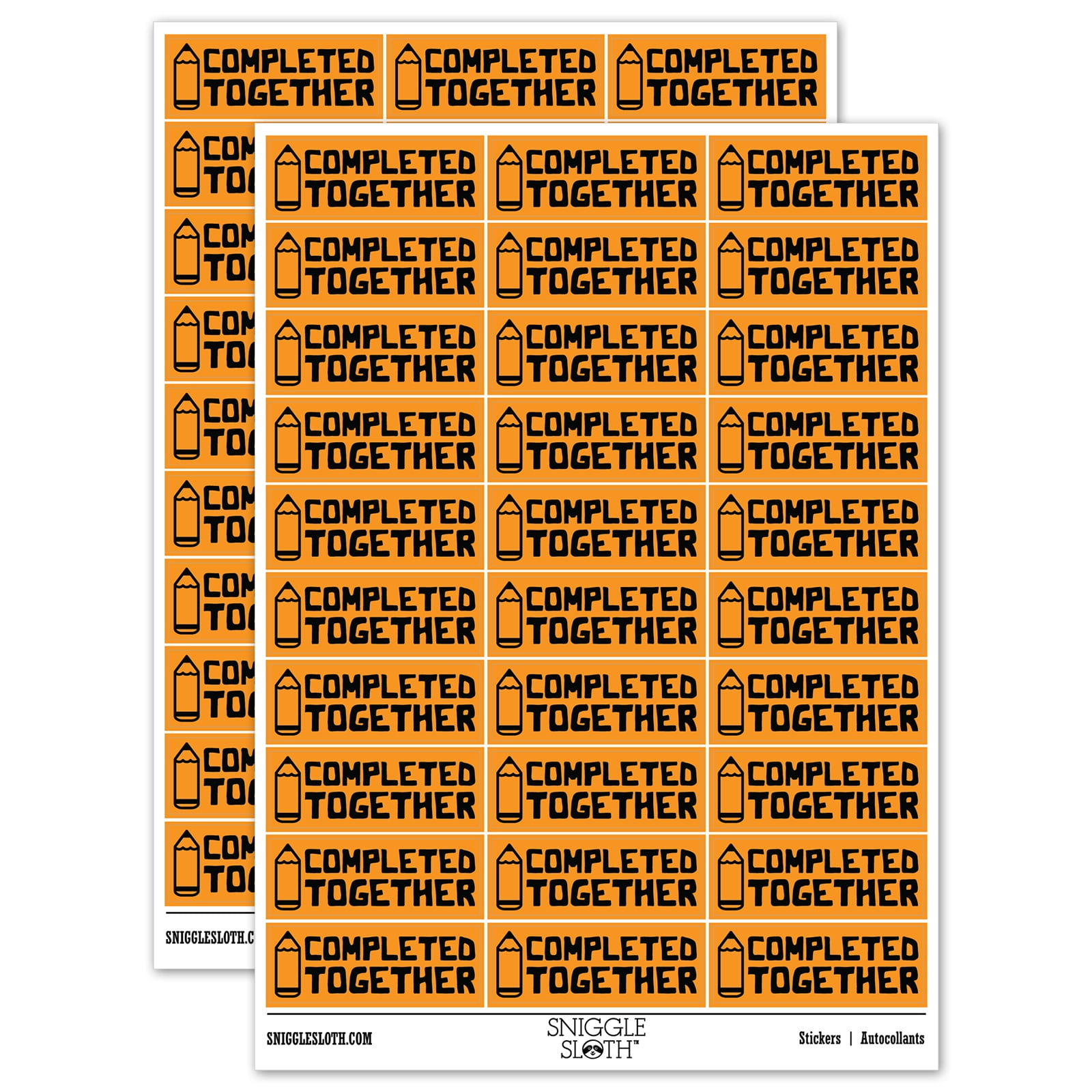 Completed Together Pencil Teacher Student School Sticker Set - Orange ...