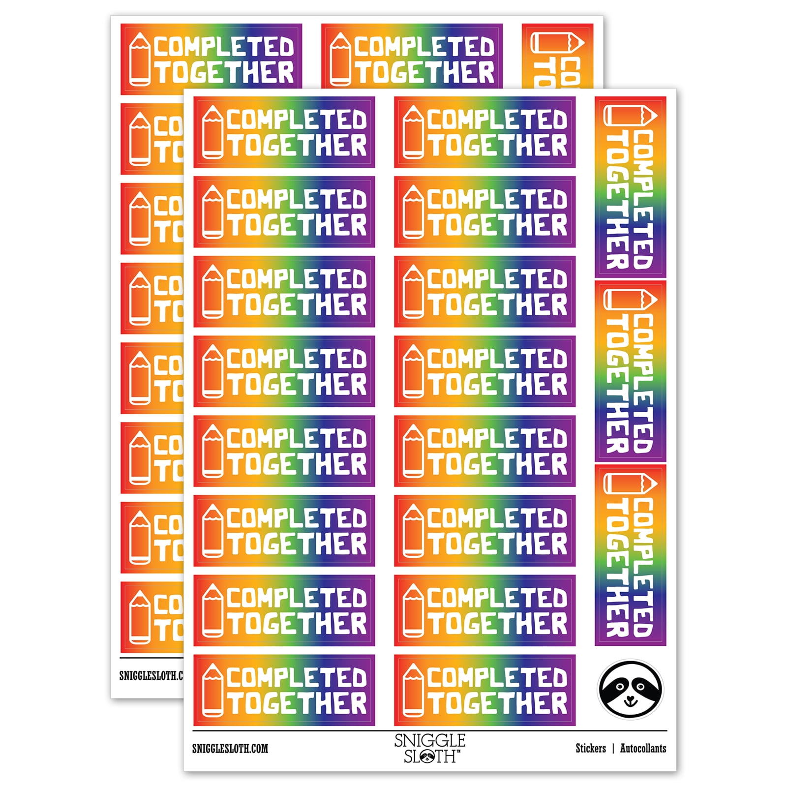 Completed Together Pencil Teacher Student School Sticker Set - Rainbow ...