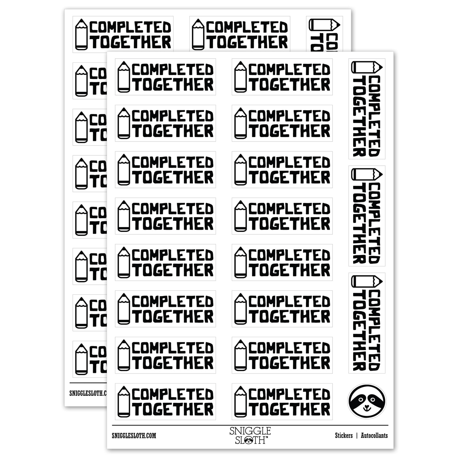 Completed Together Pencil Teacher Student School Sticker Set - White ...