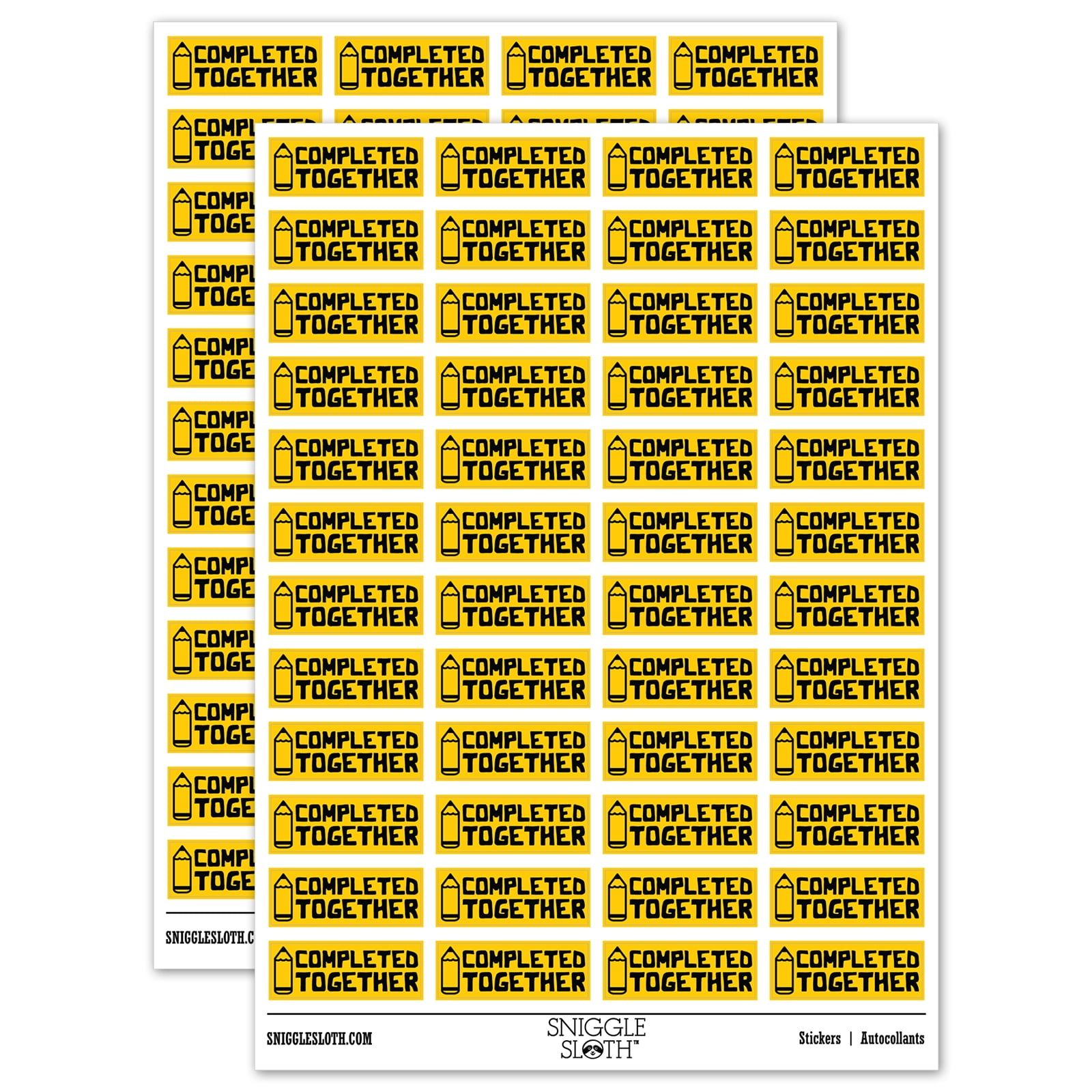 Completed Together Pencil Teacher Student School Sticker Set - Yellow ...