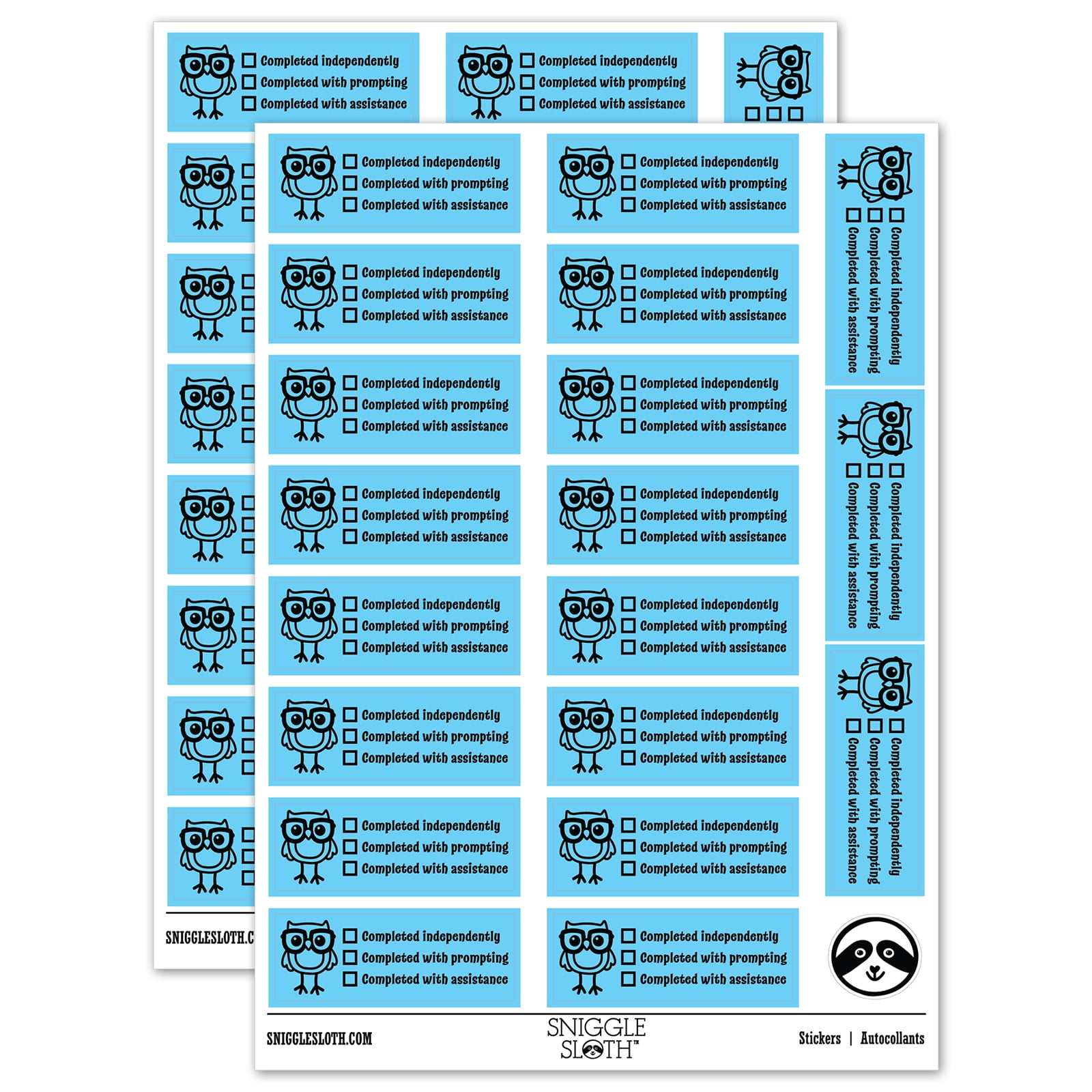 Completed With Checklist Owl Teacher Student School Sticker Set - Light ...
