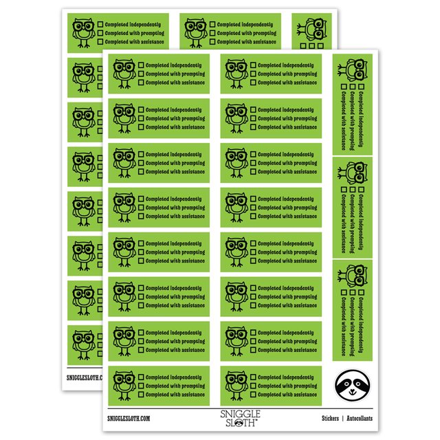 Completed With Checklist Owl Teacher Student School Sticker Set - Light ...