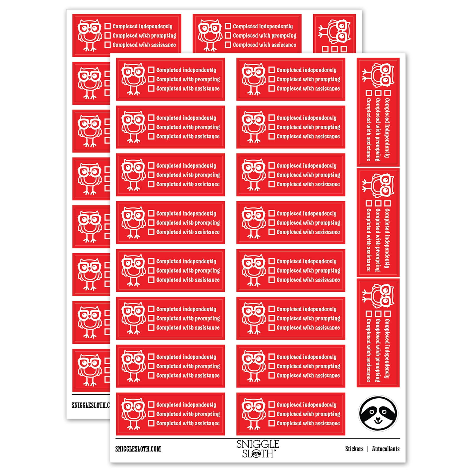 Completed With Checklist Owl Teacher Student School Sticker Set - Red ...
