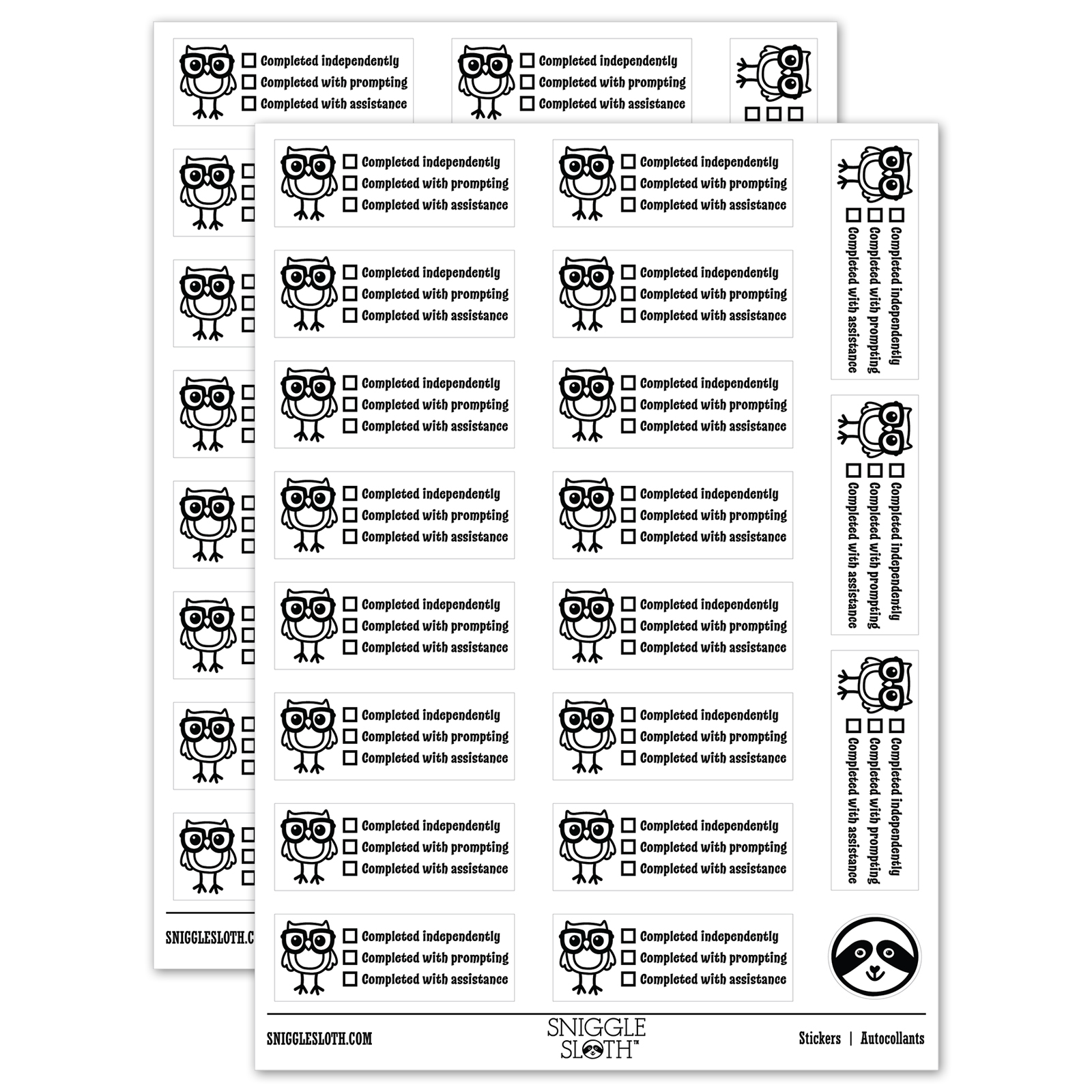 Completed With Checklist Owl Teacher Student School Sticker Set - White ...