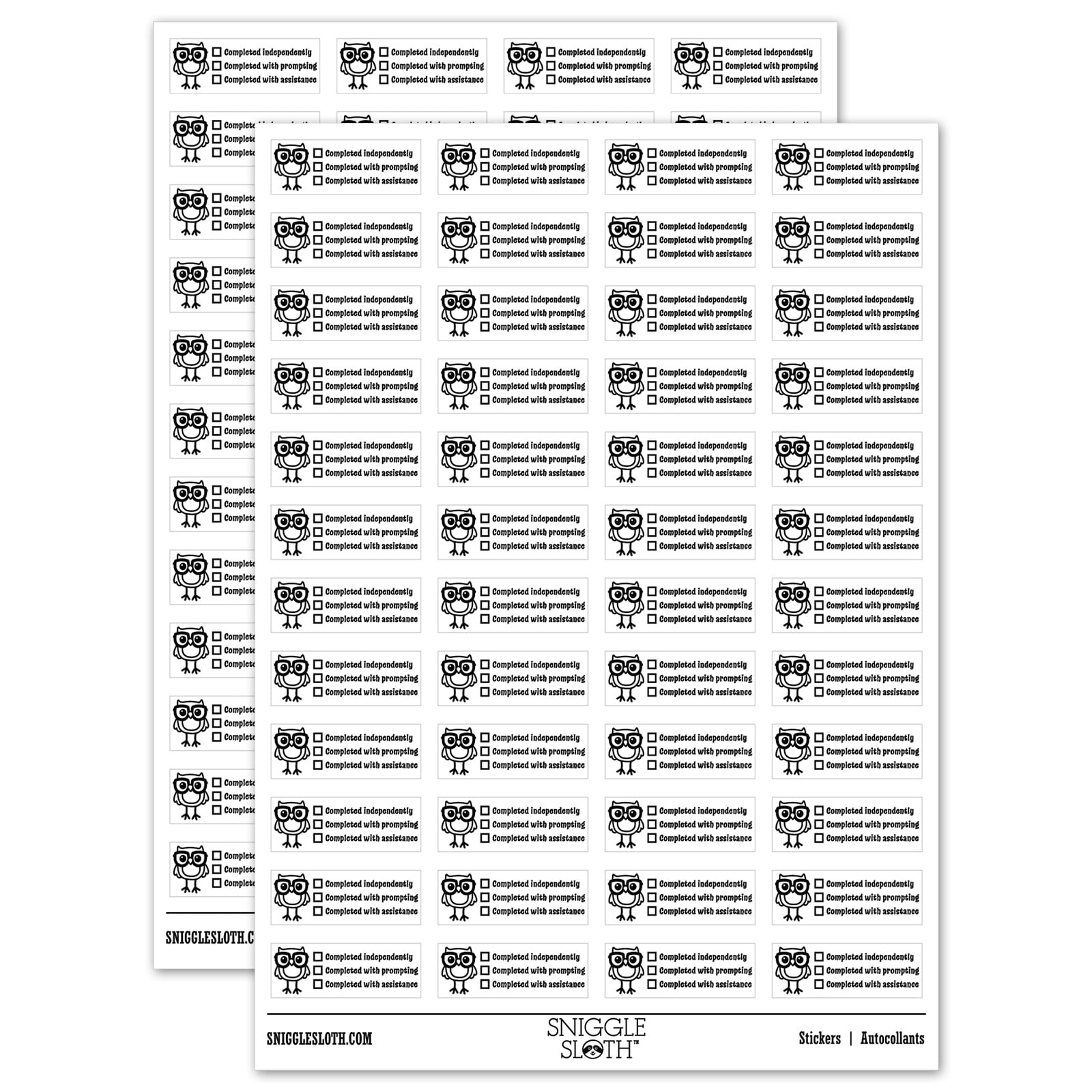 Completed With Checklist Owl Teacher Student School Sticker Set - White ...