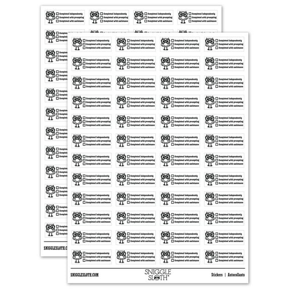 Completed With Checklist Owl Teacher Student School Sticker Set - White ...