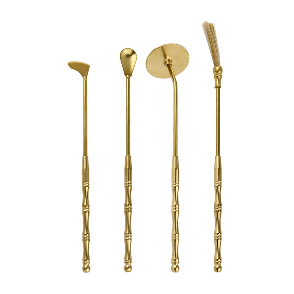 Completing 4Pieces Brass Incenses Crafting Spoon Press Shovel Brush Set ...