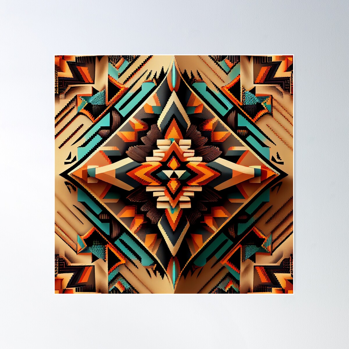 Complex Angular Southwestern Pattern Digital Painting Poster Wall Art ...