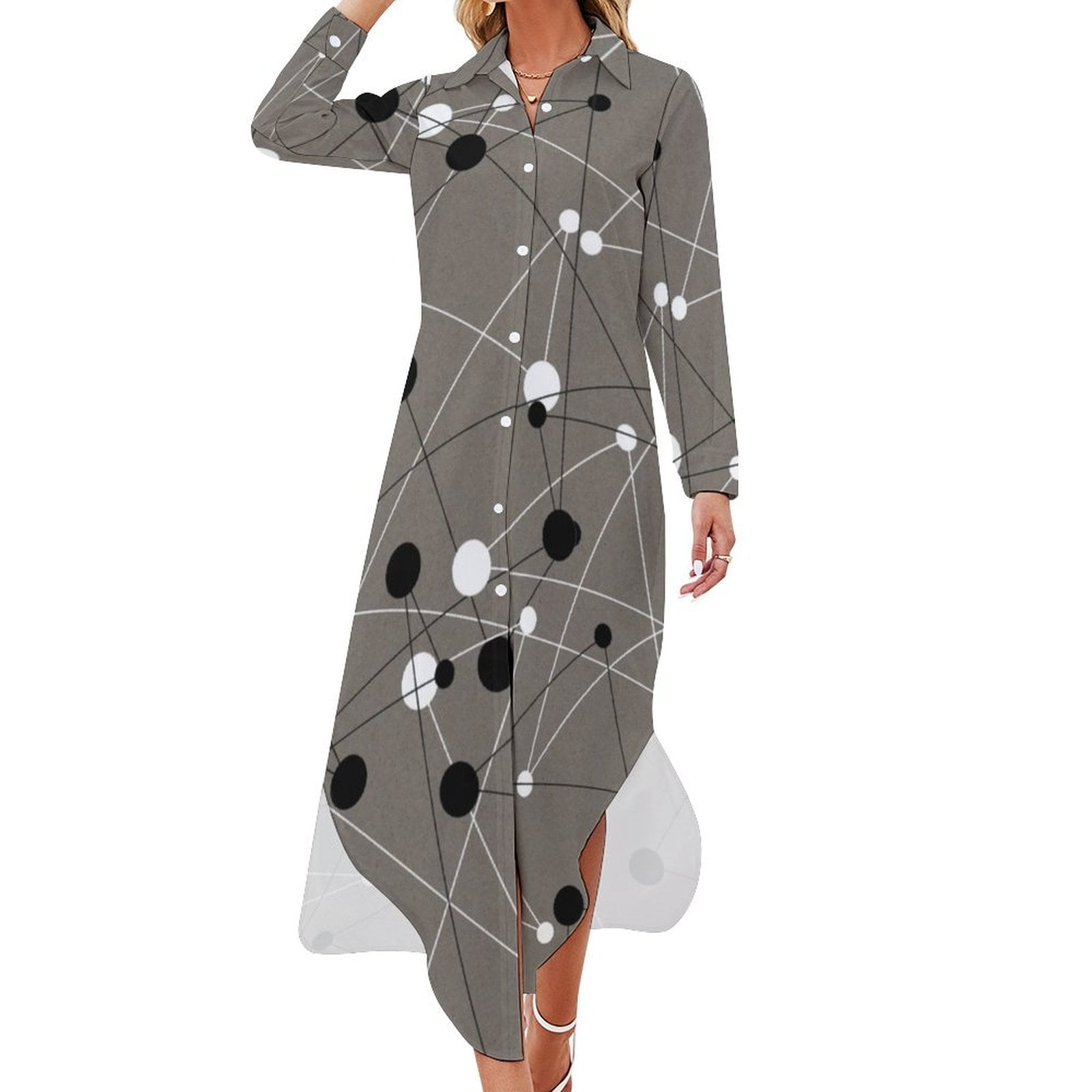 Complex Long Sleeved Shirt Dress festival outfit women summer women's ...