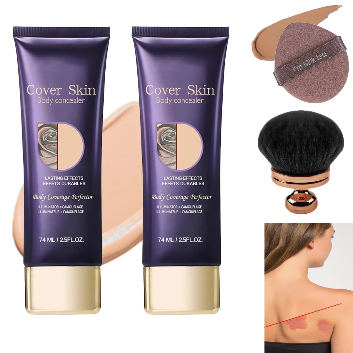 All Over Complexion Perfector, Body Coverage Perfector,Cream With Brush,Tattoo Cover Up Makeup ...