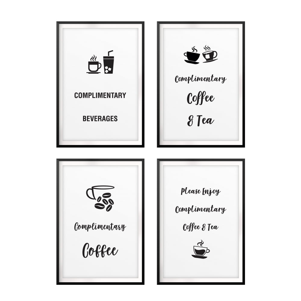 Complimentary Tea & Coffee 11 x 14" Wall Art UNFRAMED Print (4 Pack ...