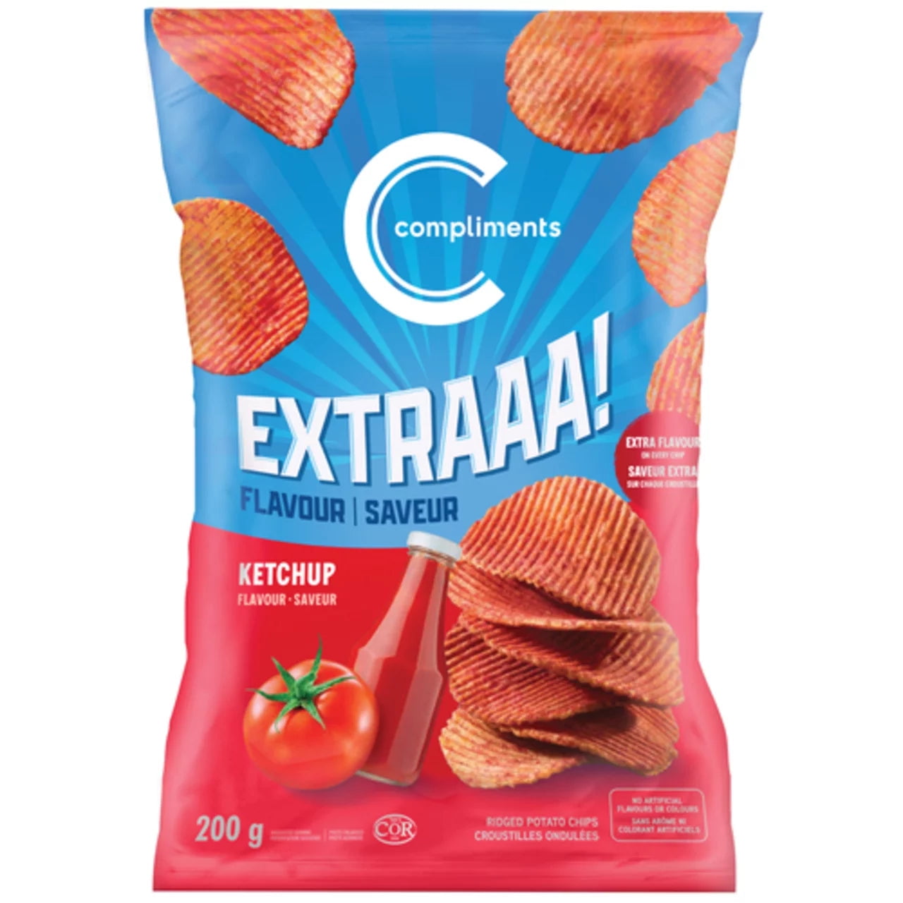 Compliments Extraaa Ketchup Flavor Ridged Potato Chips, 200g/7.1 oz ...