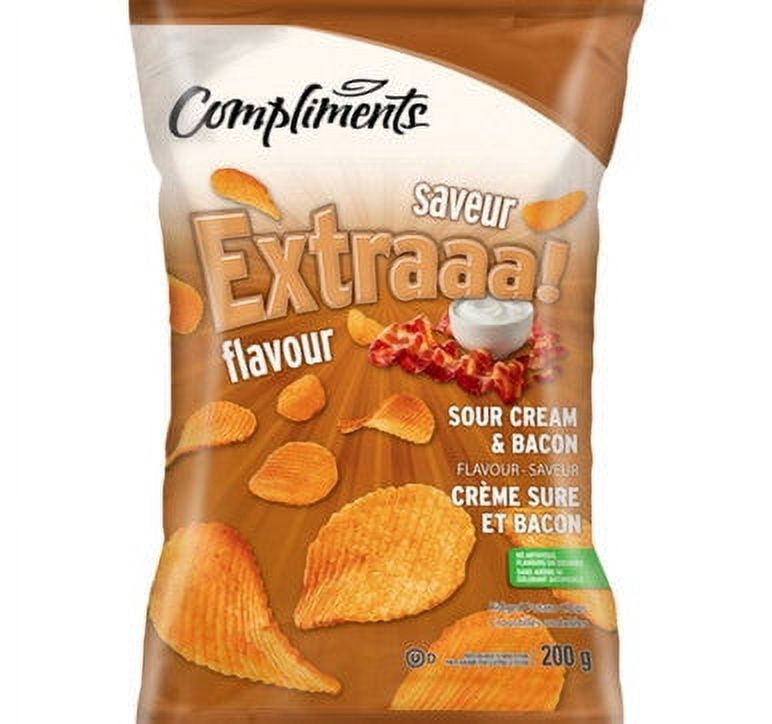 Compliments Sour Cream & Bacon Potato Chips, 200g/7.1 oz.Bag, {Imported ...