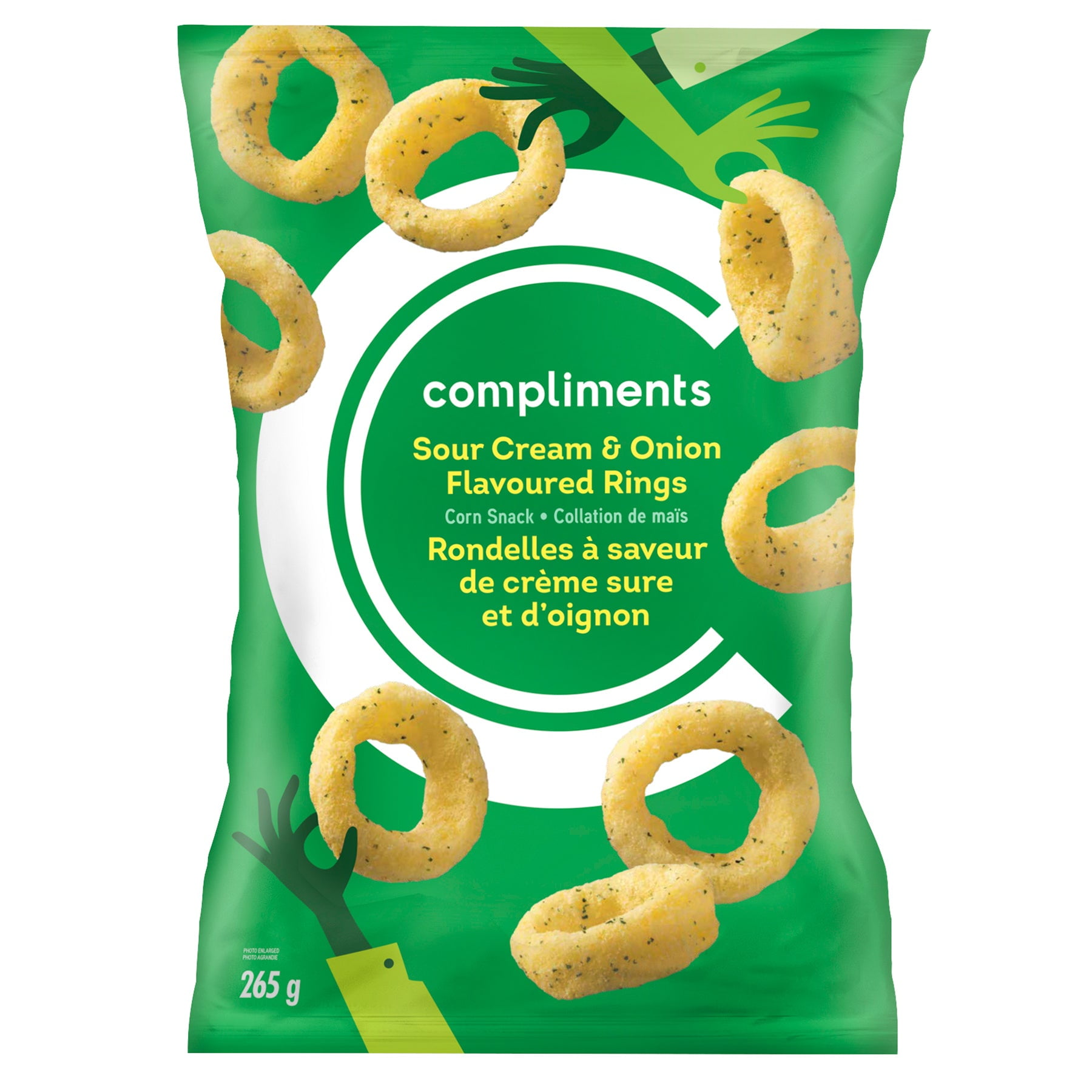 Compliments Sour Cream & Onion Flavoured Rings, 265g/9 oz. Bag ...