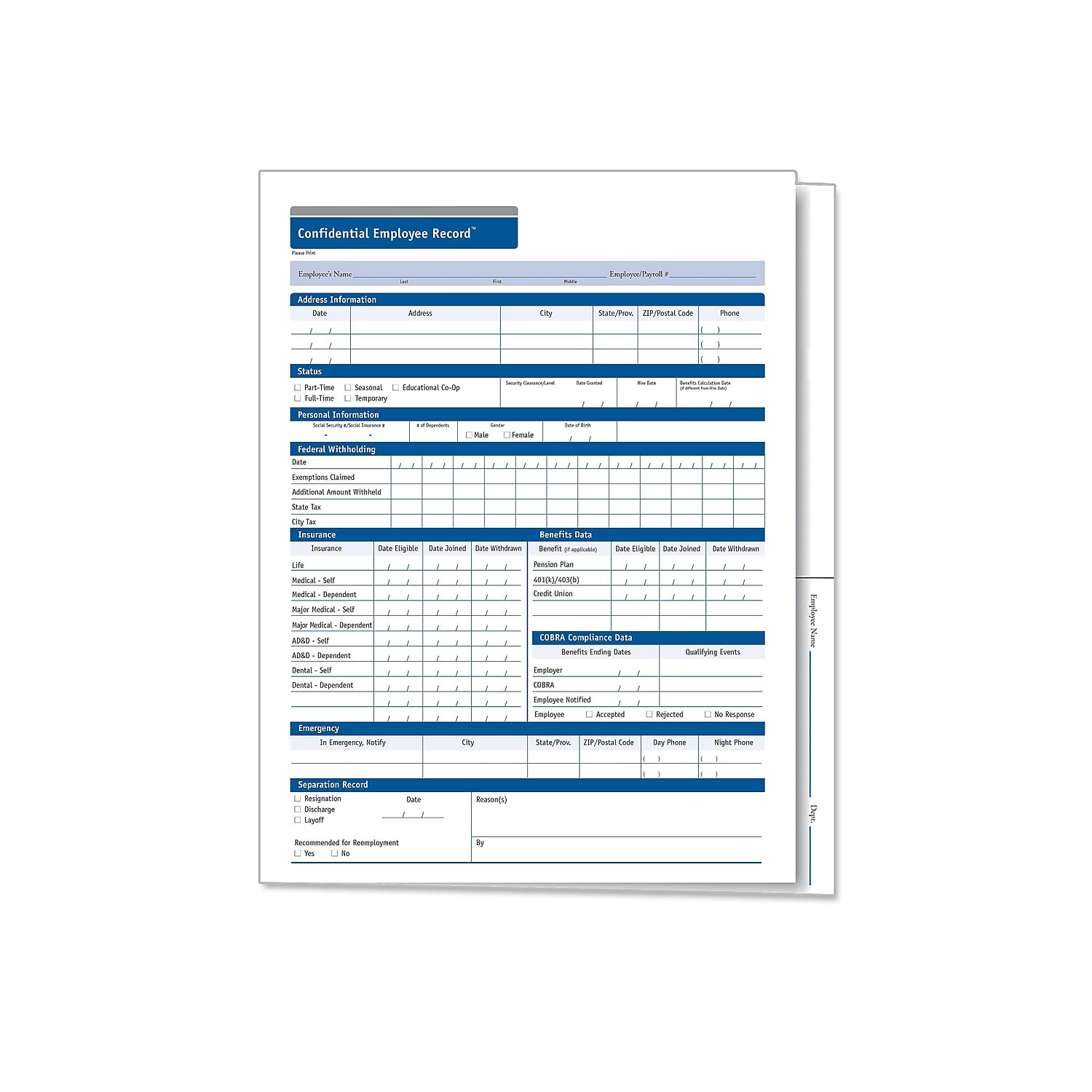 ComplyRight 1-Part Employee Personal Files 25/Pack (A0503) - Walmart.com