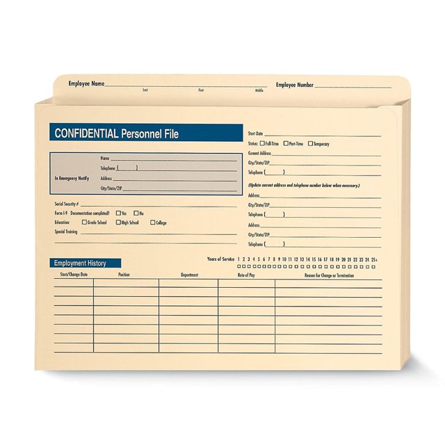 ComplyRight 1-Part Personnel Folder 25/Pack (A222) - Walmart.com