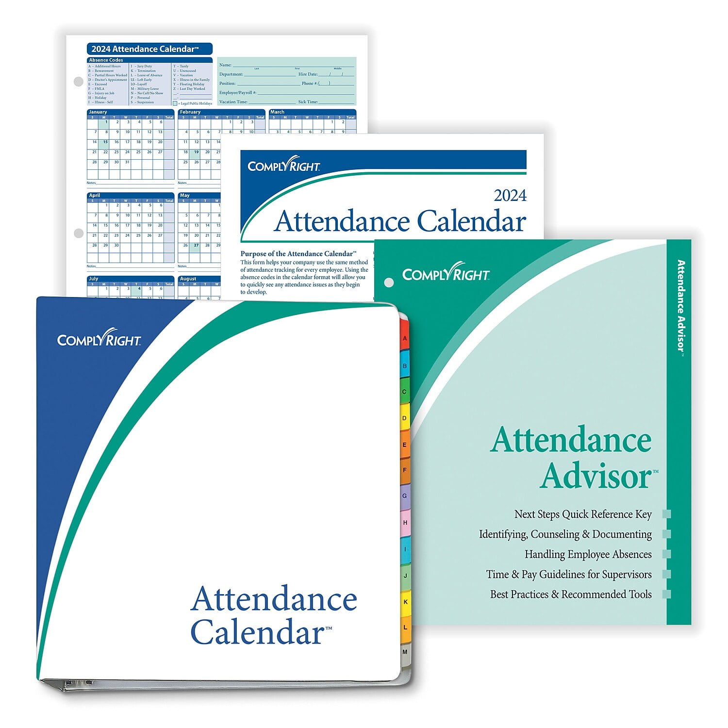 ComplyRight 2024 Attendance Calendar Kit White Pack of 50 (A1411W16PK50 ...