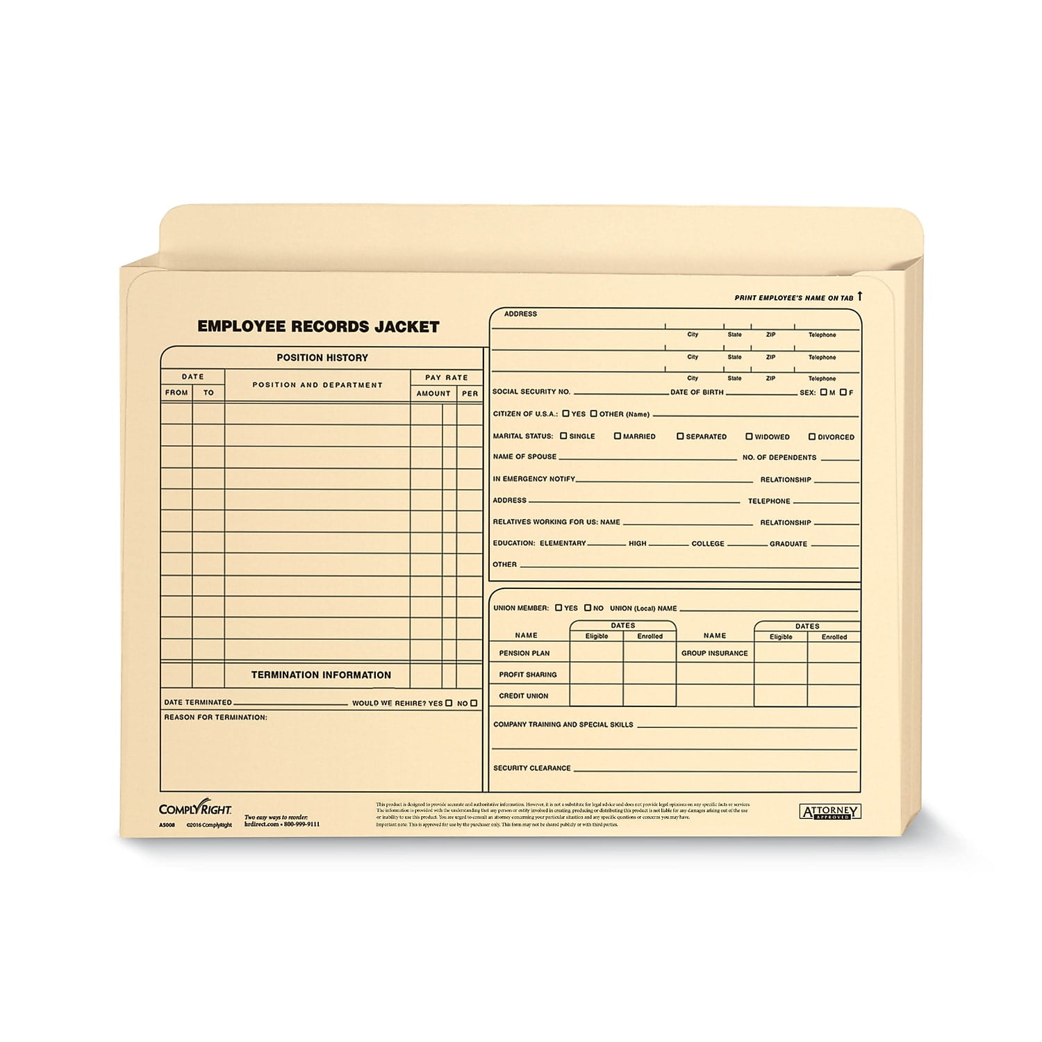 ComplyRight Expanded Employee Records Folder Letter Size Pack of 25 ...