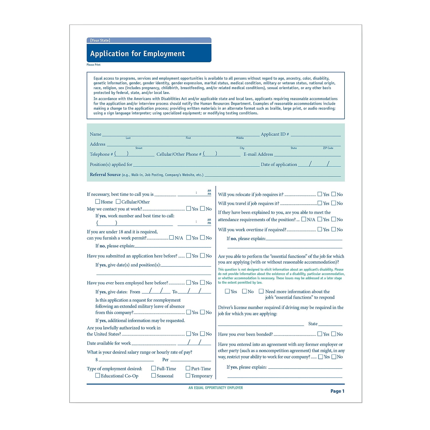 ComplyRight New York Job Application Pack of 50 (A2179NY) - Walmart.com