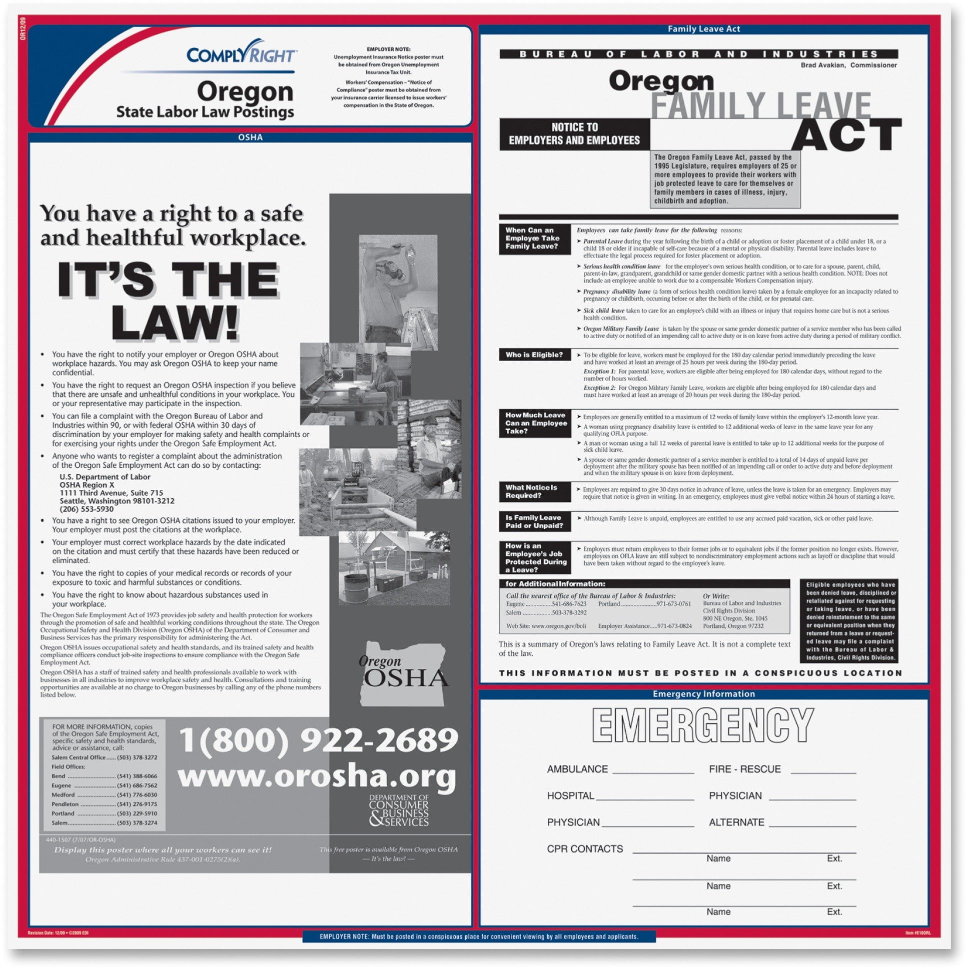 ComplyRight Oregan State Labor Law Poster (e10or) - Walmart.com