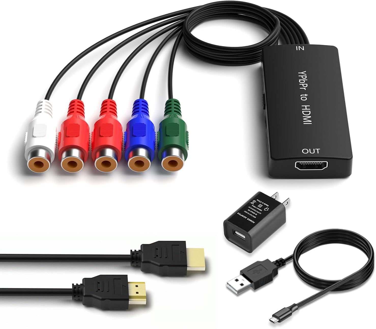 Component to HDMI Converter, YPbPr/RGB+R/L to HDMI Converter Adapter ...