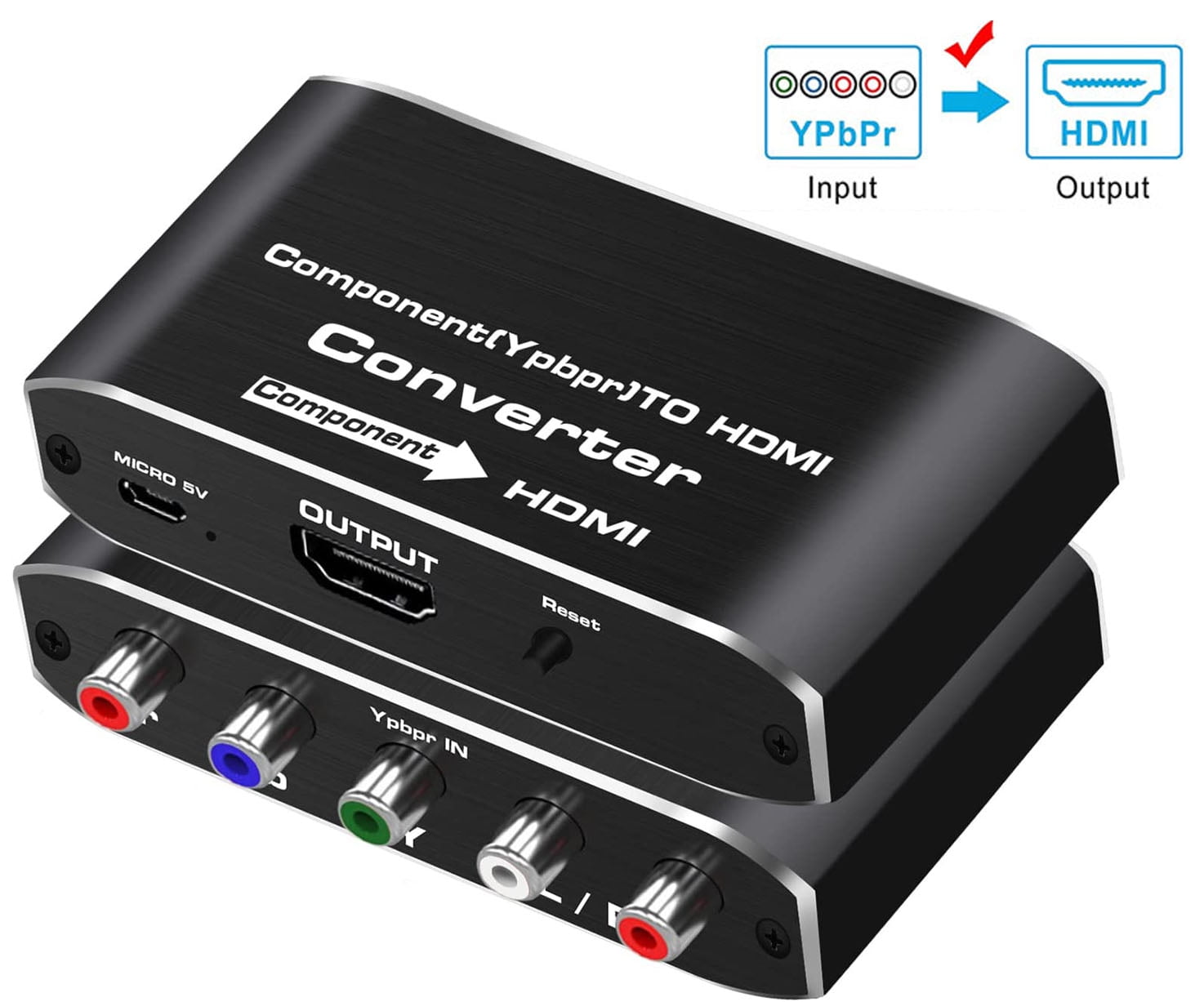 Component to HDMI, YPbPr to HDMI Converter, AUBEAMTO 5RCA RGB to HDMI Converter Adapter ...