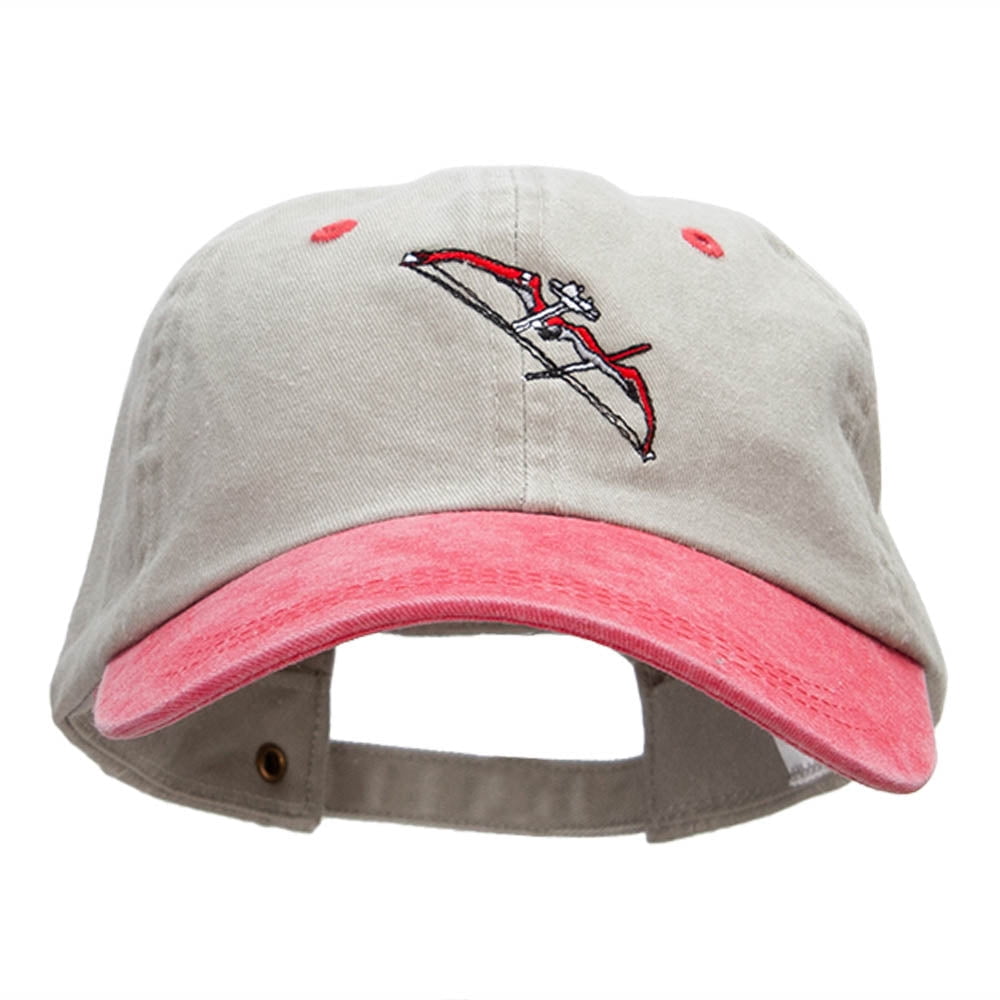 Composit Bow Embroidered Pigment Dyed Wash Caps - Beige Red OSFM ...