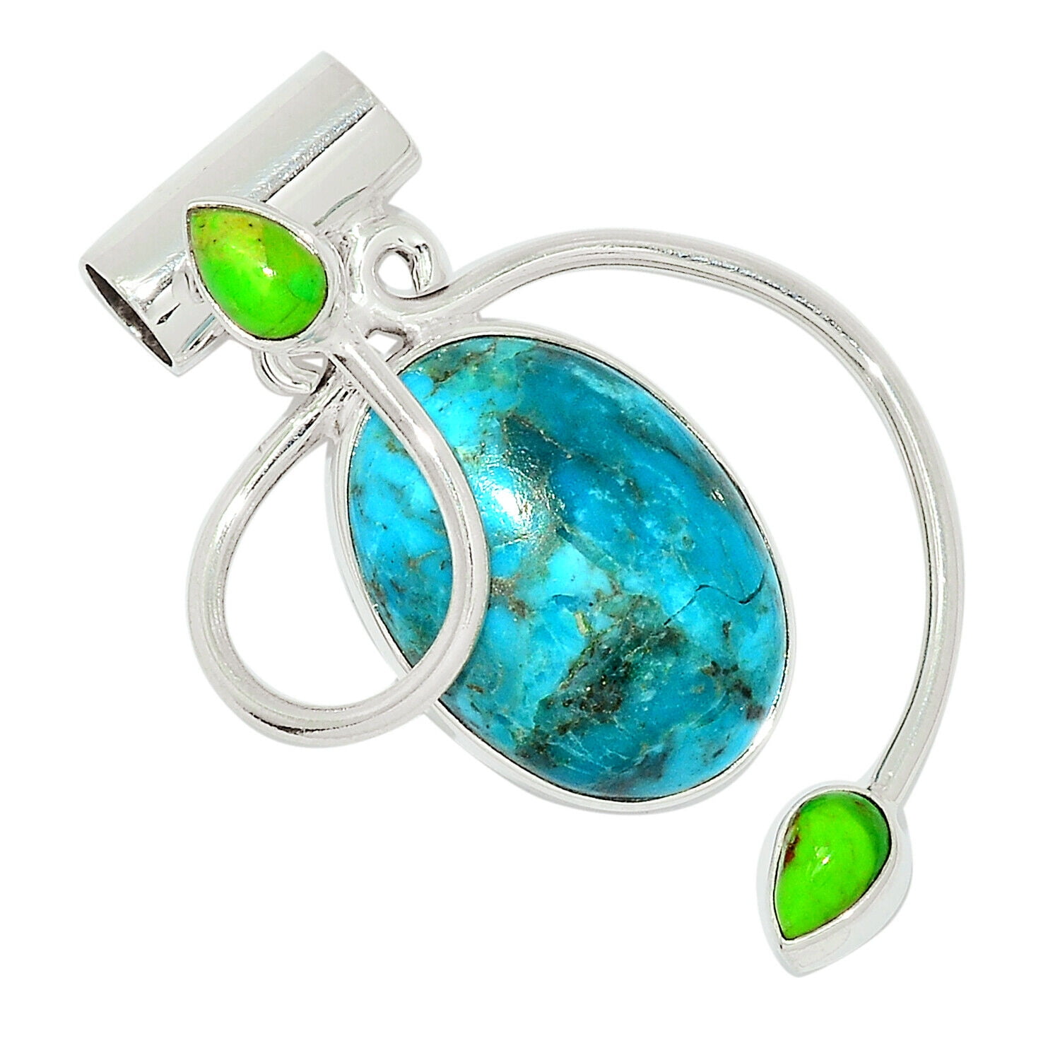 Composite Kingman Blue Mohave Turquoise 925 Silver Pendant Jewelry ALLP ...
