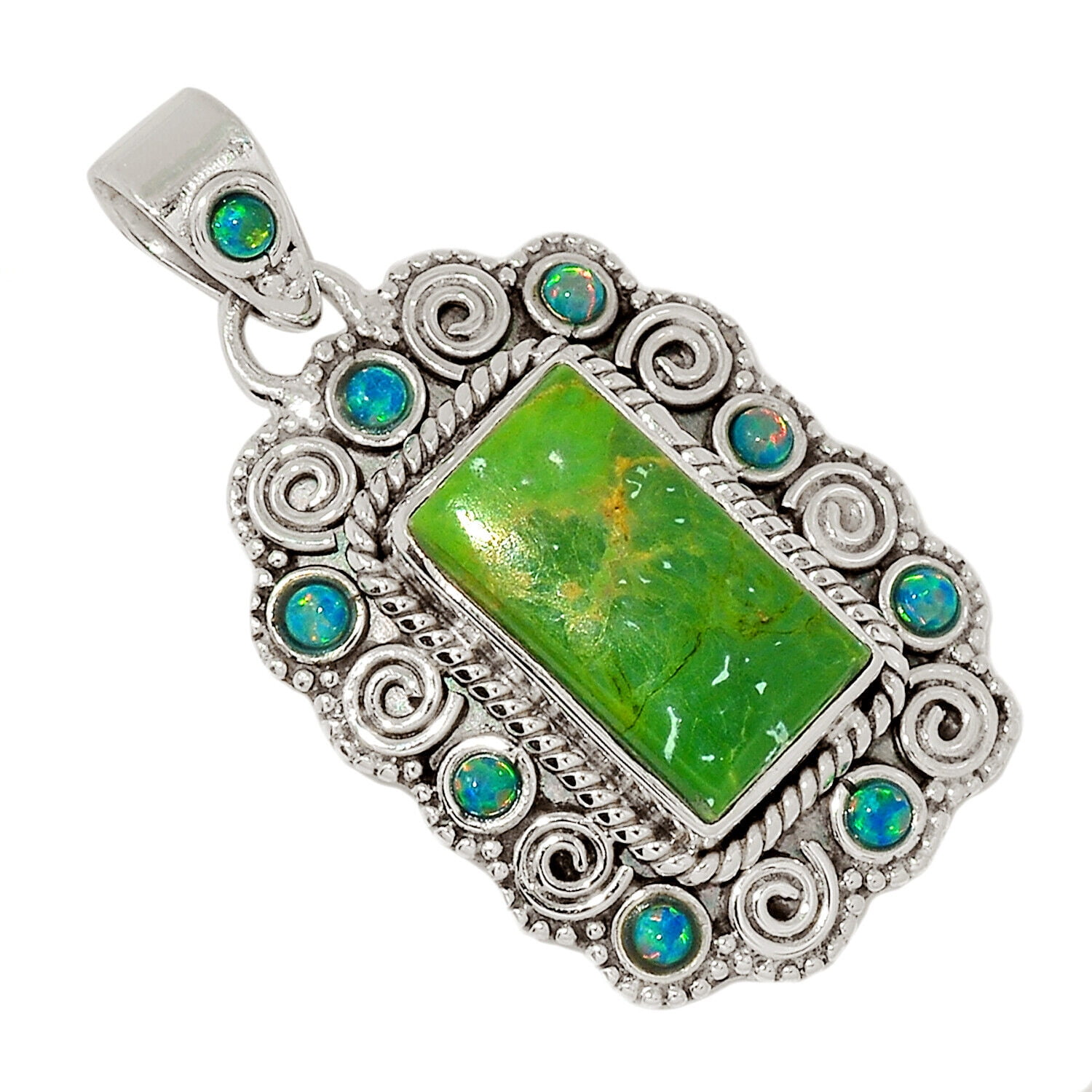 Composite Kingman Green Mohave Turquoise 925 Silver Pendant ALLP-21305 ...